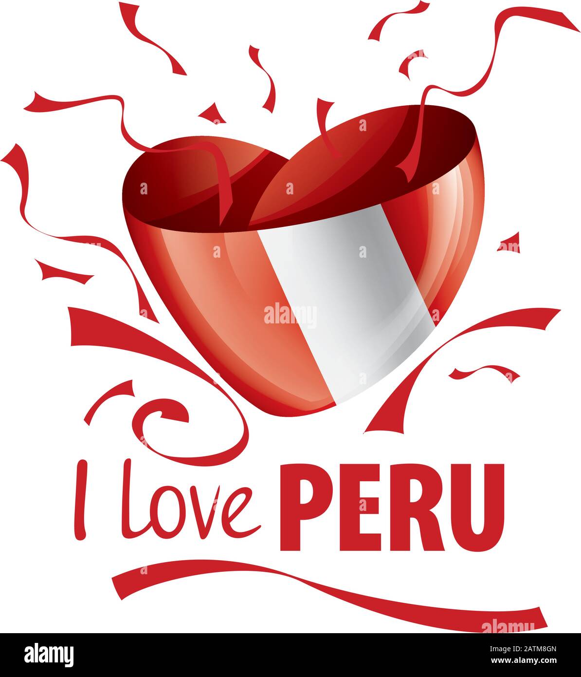 National flag of the Peru in the shape of a heart and the inscription I ...