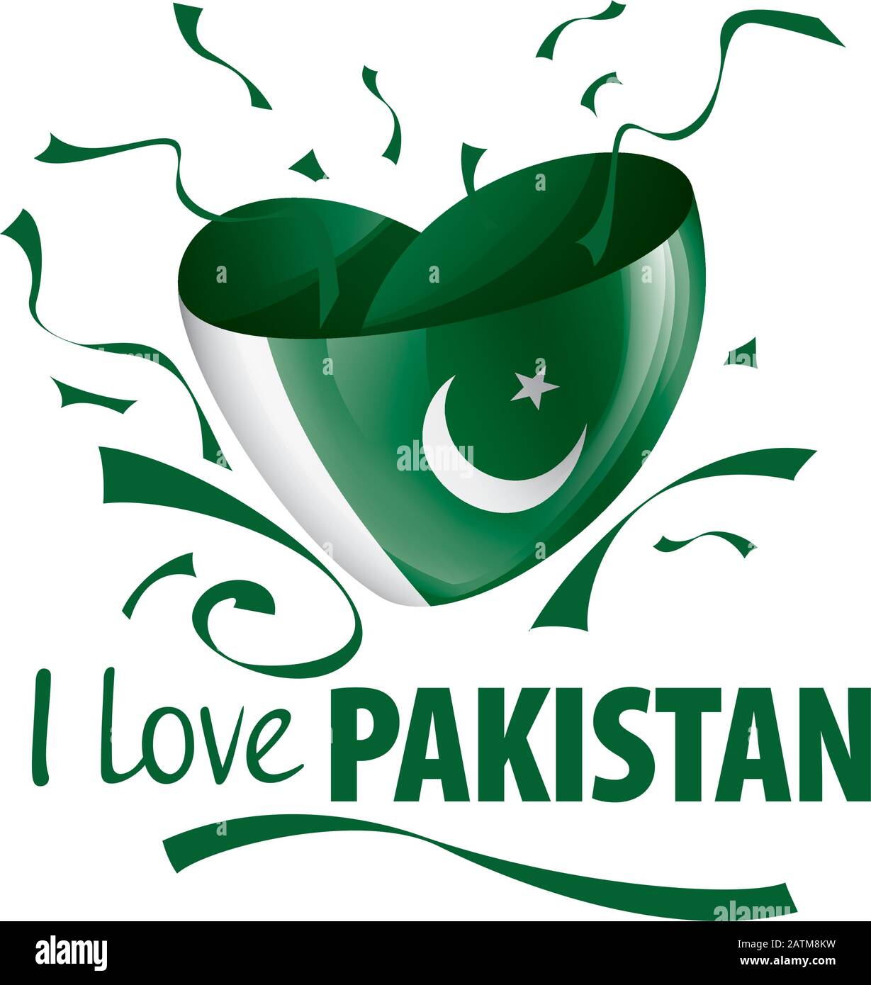 National flag of the Pakistan in the shape of a heart and the ...