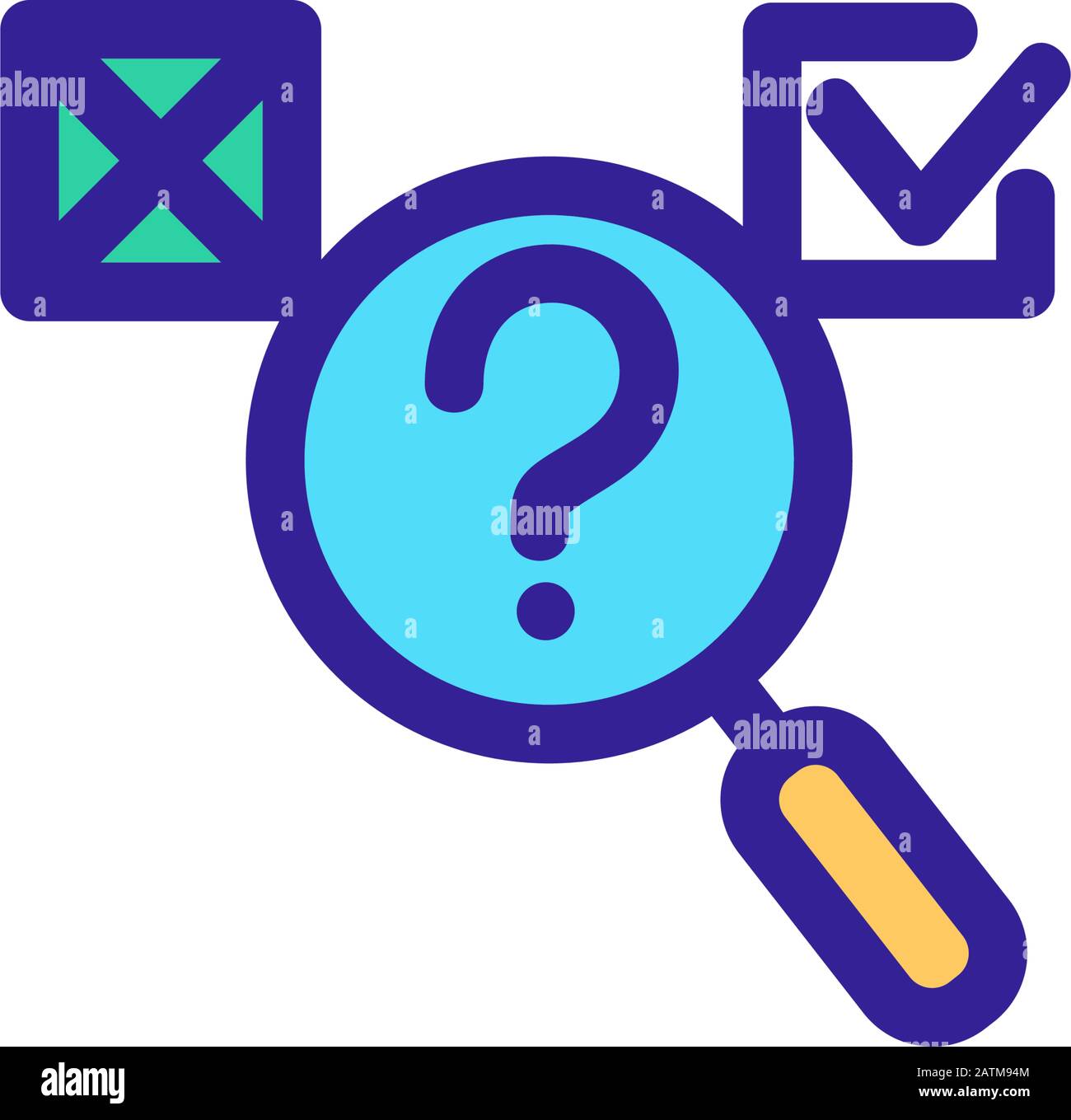 Finding the right answer to the vector icon. Isolated contour symbol ...