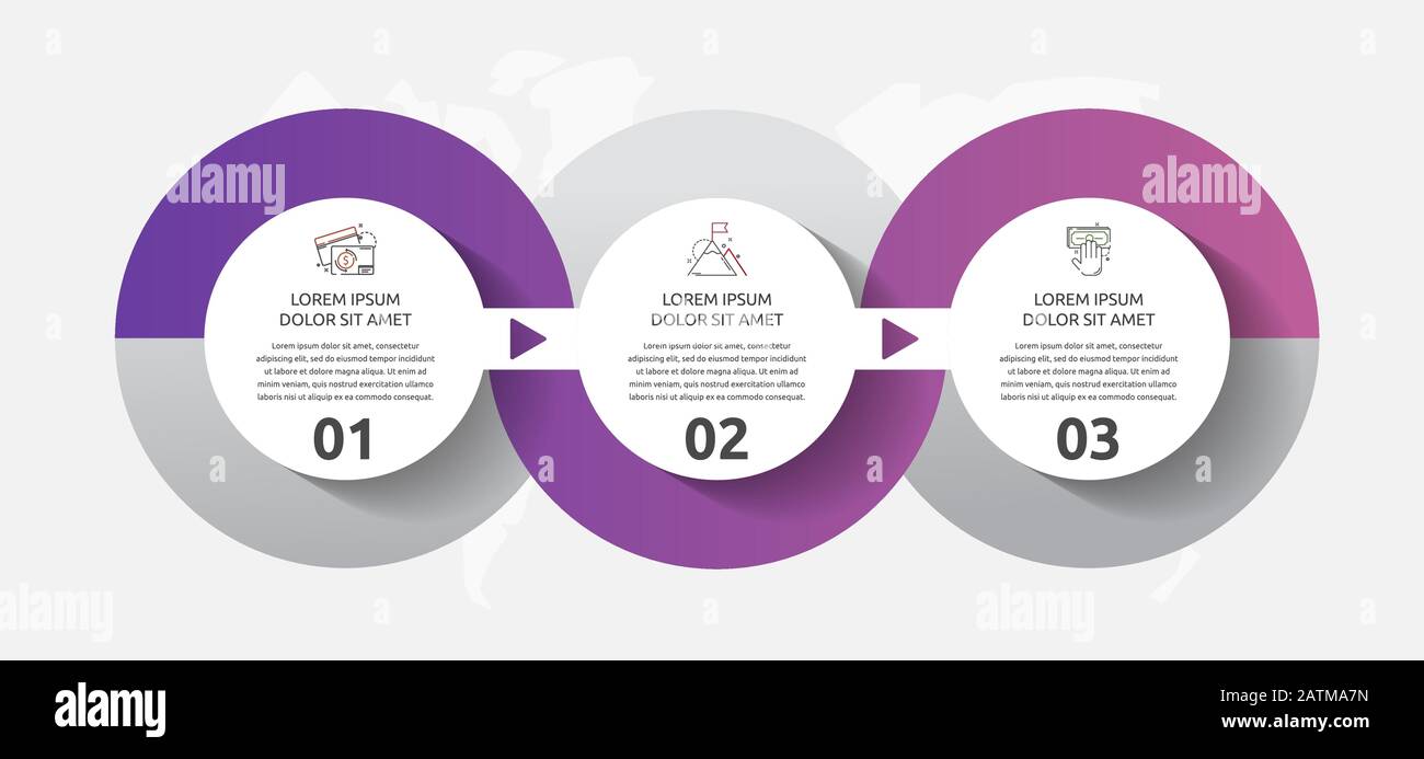 Vector template circle infographics. Business concept with 3 options and parts. Three steps for ...