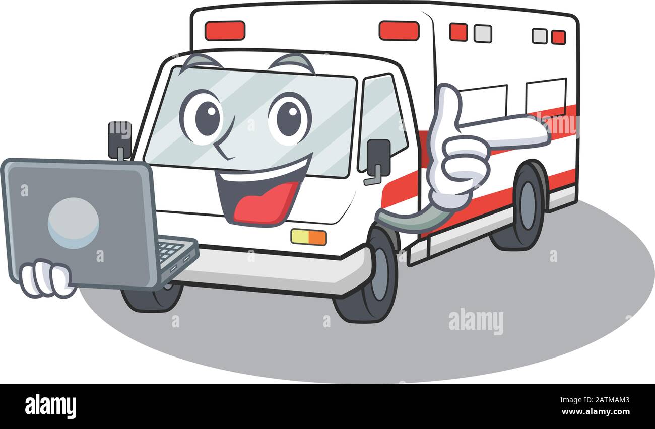 Smart character of ambulance working with laptop Stock Vector Image ...