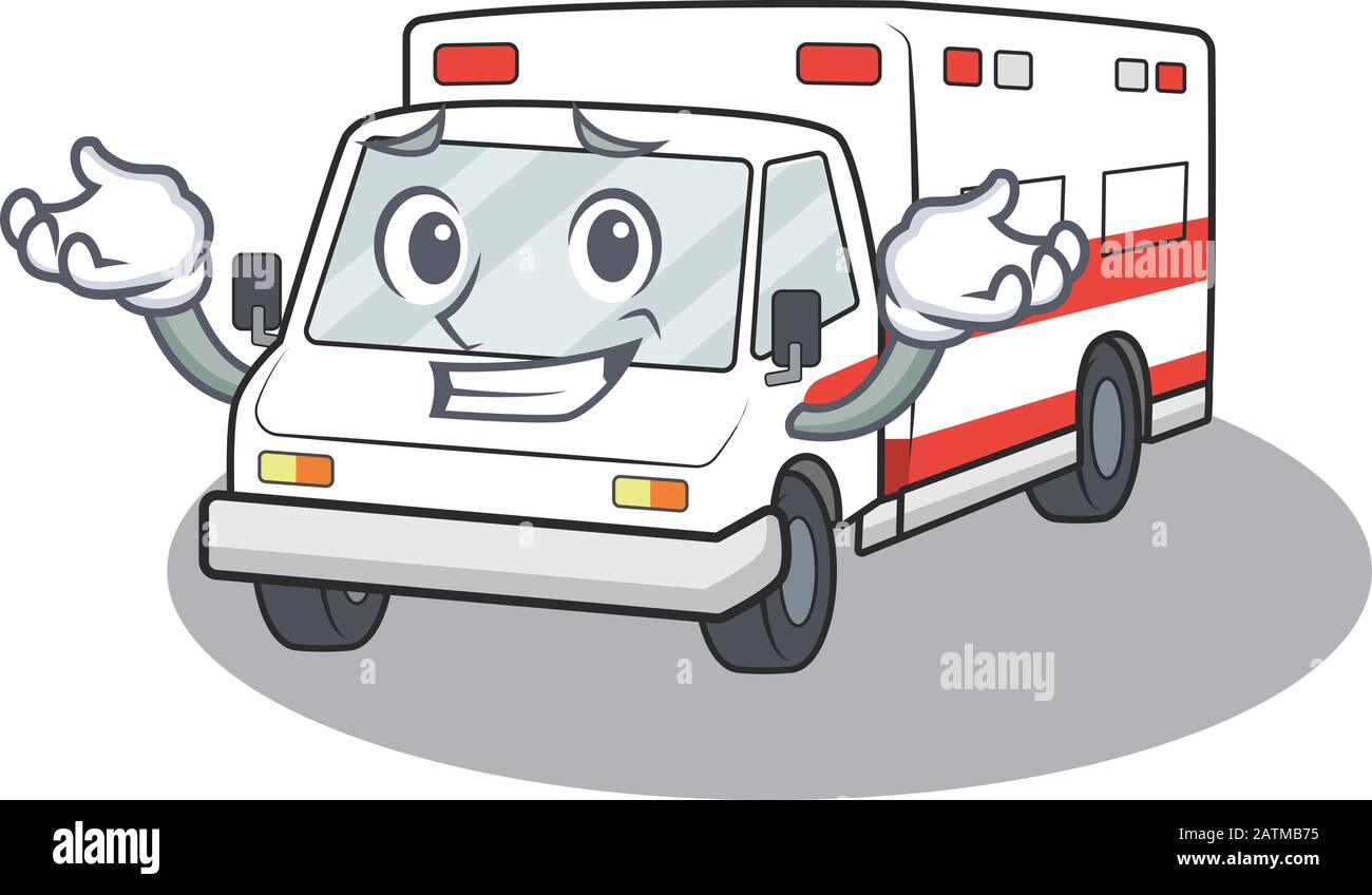 Super Funny Grinning ambulance mascot cartoon style Stock Vector Image ...
