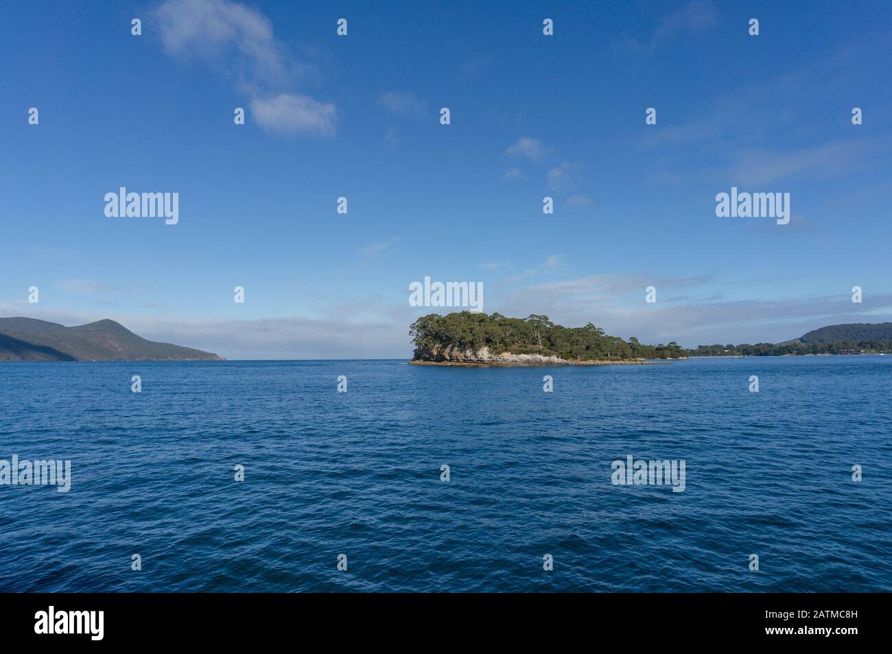 Nature landscape of remote island with forest. Summer vacation tropical ...