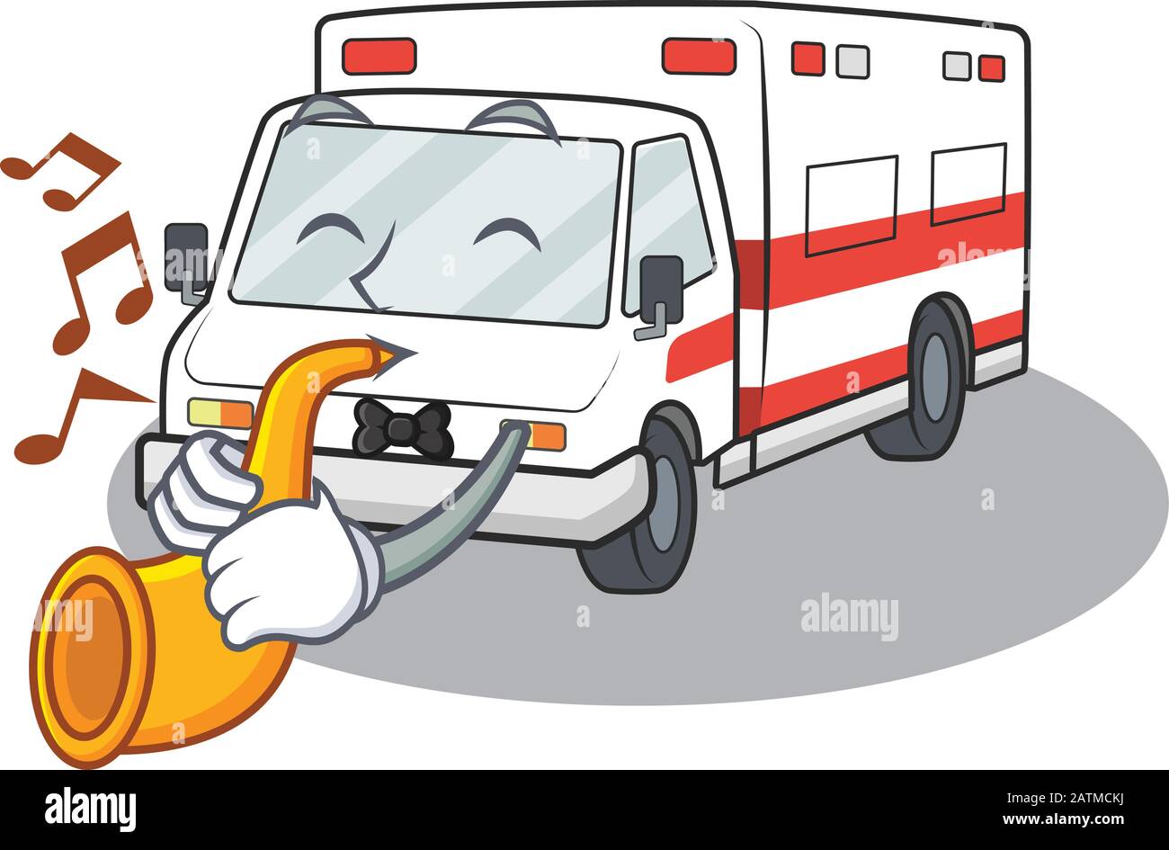 cartoon character style of ambulance performance with trumpet Stock ...