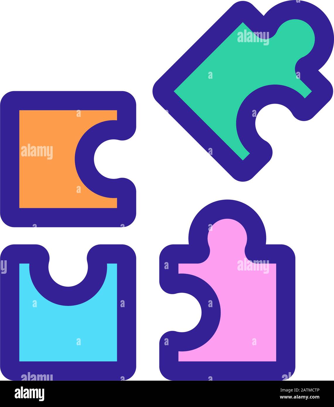 Collect the puzzle icon vector. Isolated contour symbol illustration ...