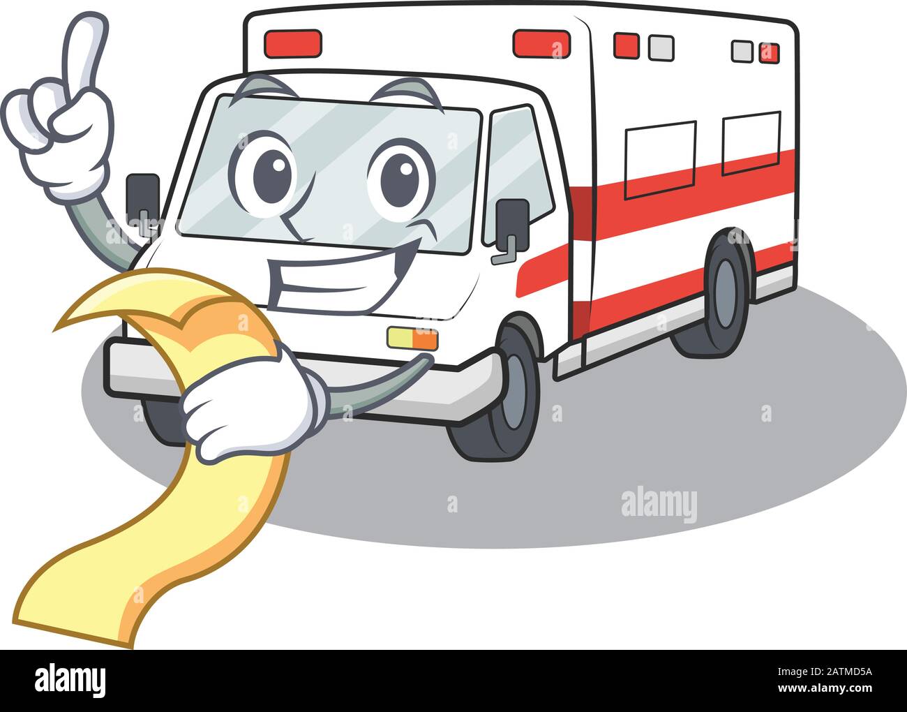 A funny cartoon character of ambulance with a menu Stock Vector Image ...