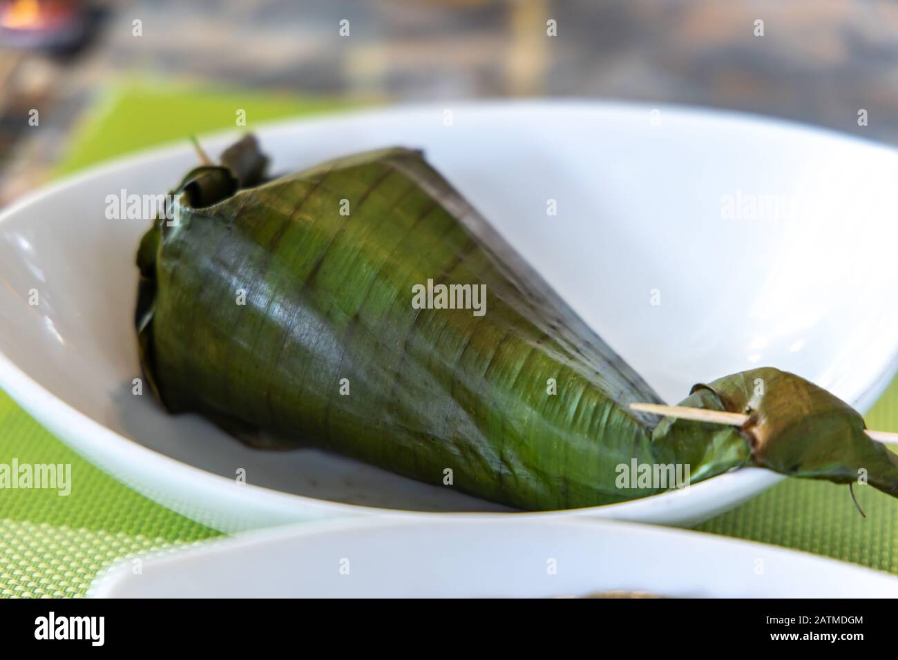 Steamed Banana leaf garlic rice, Philippines Stock Photo - Alamy