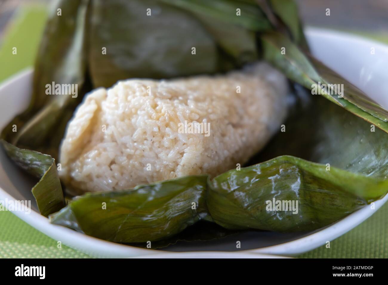 Steamed Banana leaf garlic rice, Philippines Stock Photo - Alamy