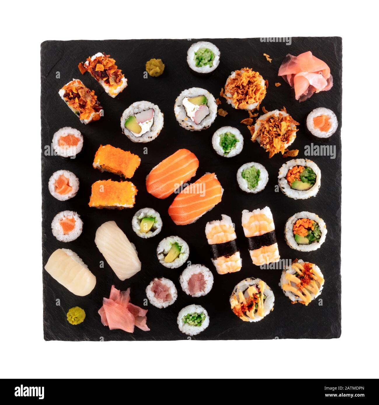 Large sushi set, isolated on a white background with a clipping path ...