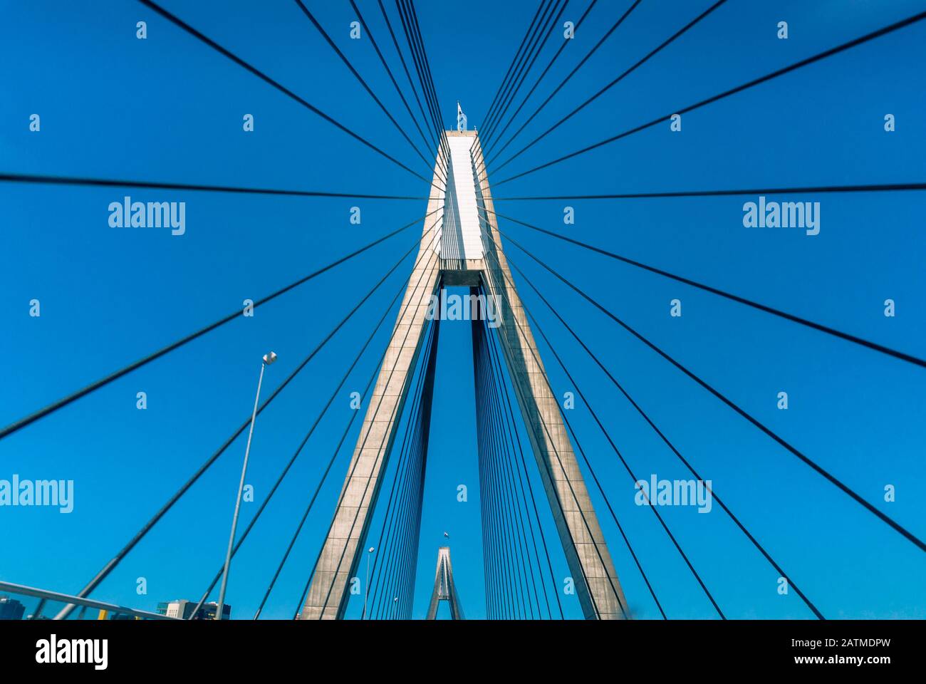 Abstract architectural geometric background of steel rods of the bridge ...