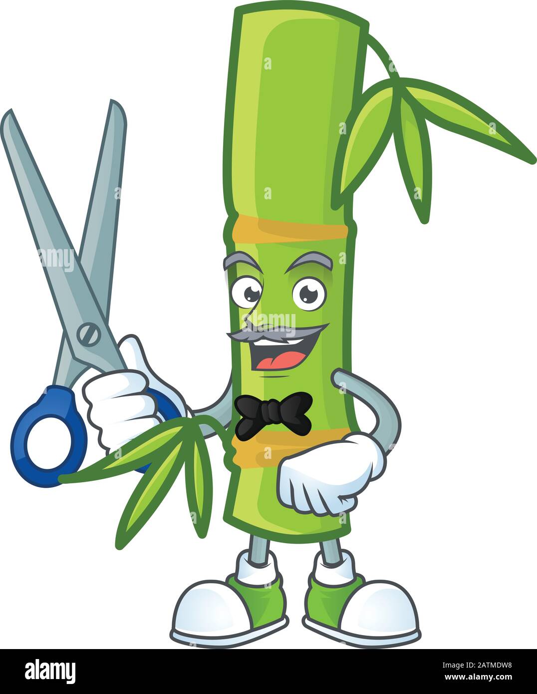 Cool friendly barber bamboo stick cartoon character style Stock Vector ...