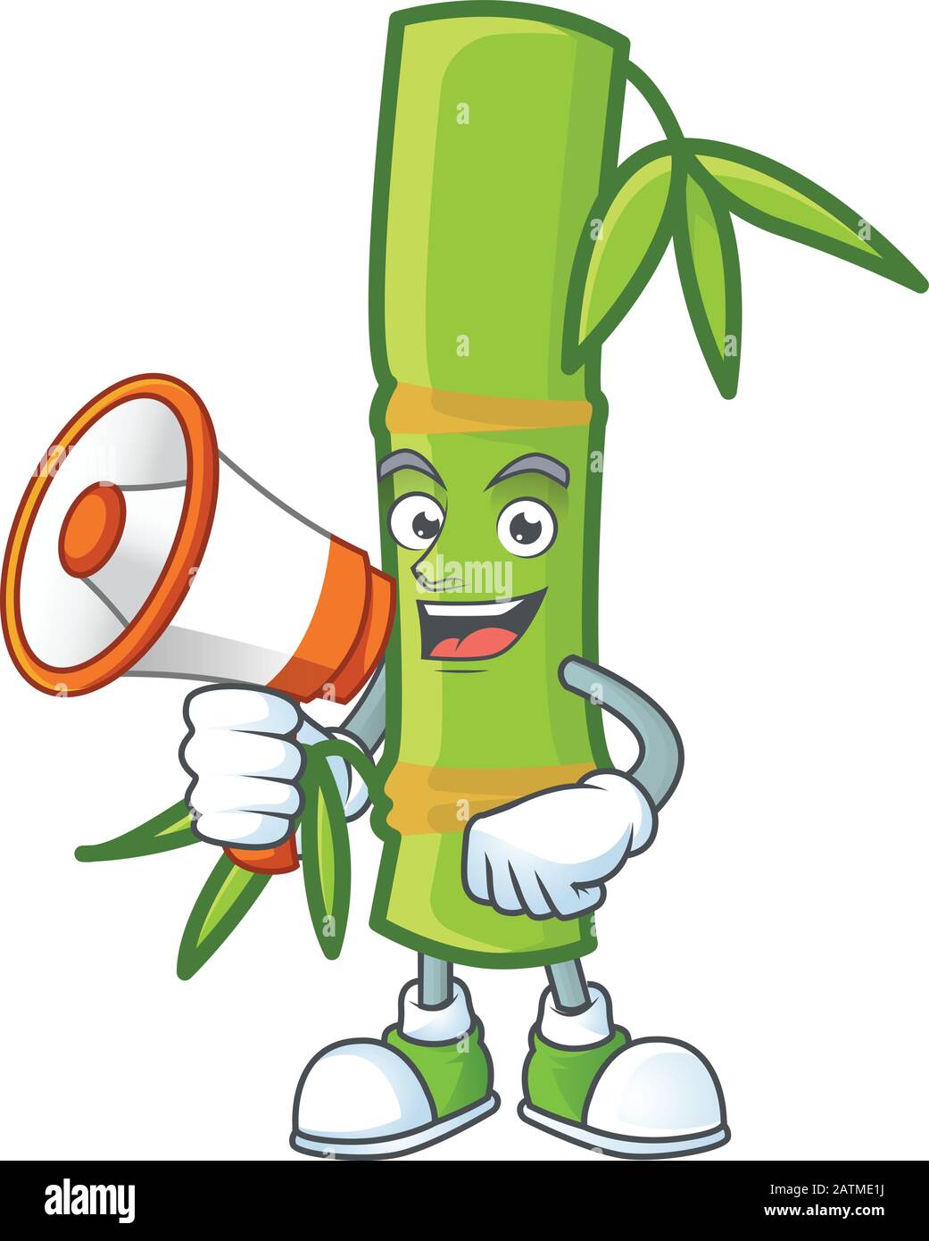 Cool cartoon character of bamboo stick holding a megaphone Stock Vector ...