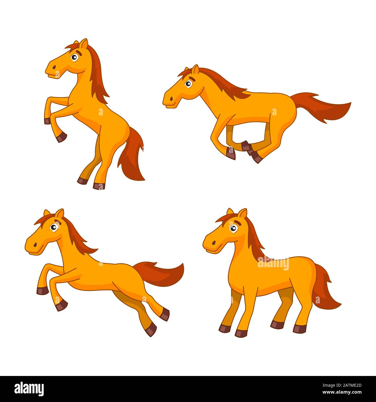 bundle of clipart of horse in cartoon version by flat design,vector ...