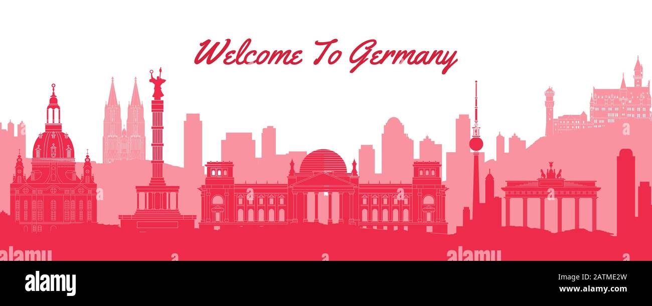 famous landmark of Germany,travel destination with silhouette classic ...