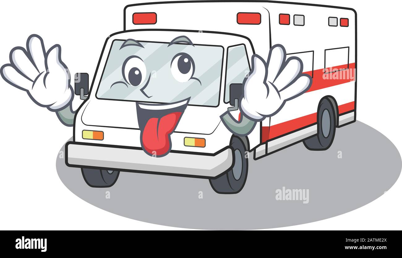 Ambulance Cartoon character style with a crazy face Stock Vector Image ...
