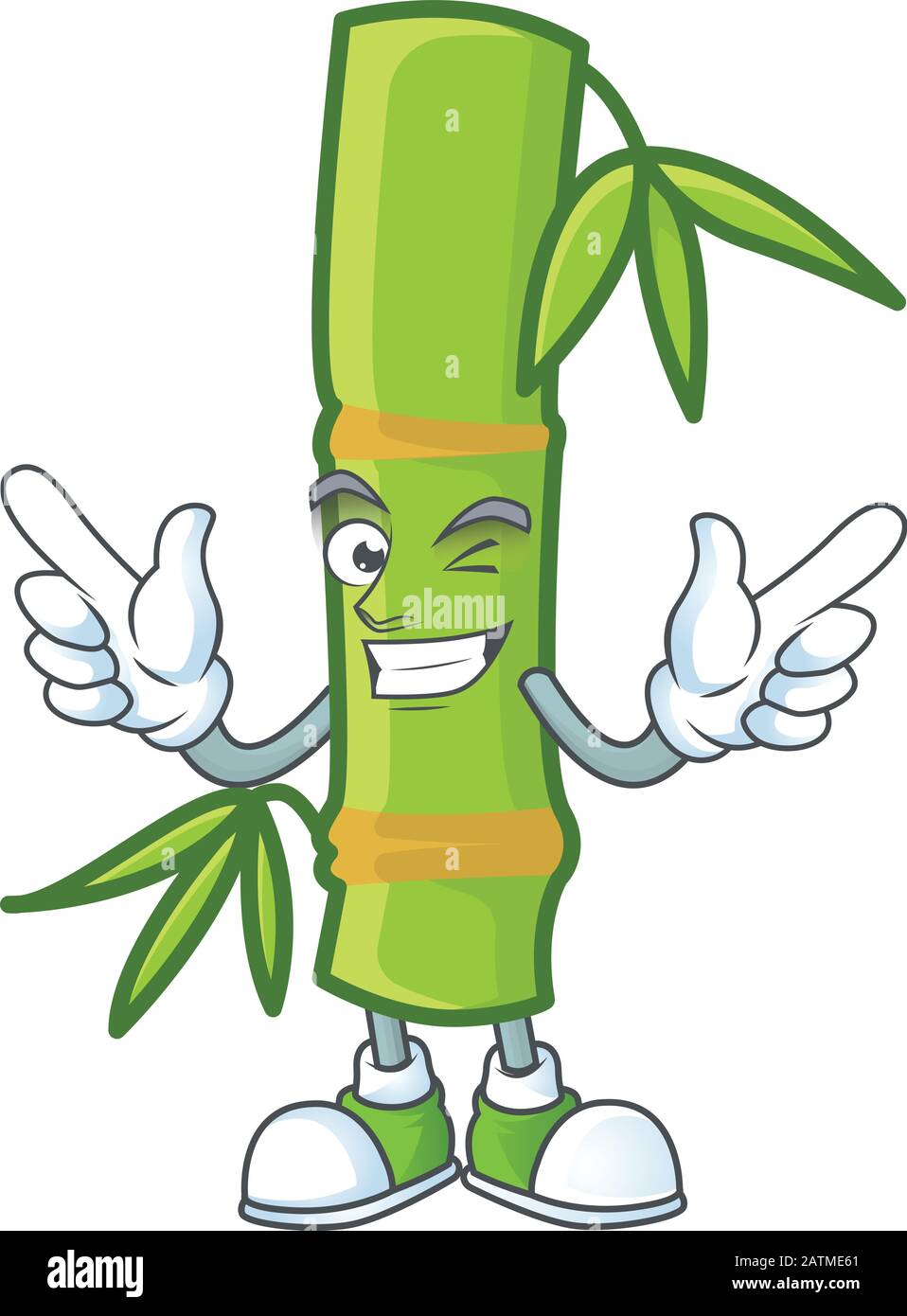 Funny face bamboo stick cartoon character style with Wink eye Stock ...