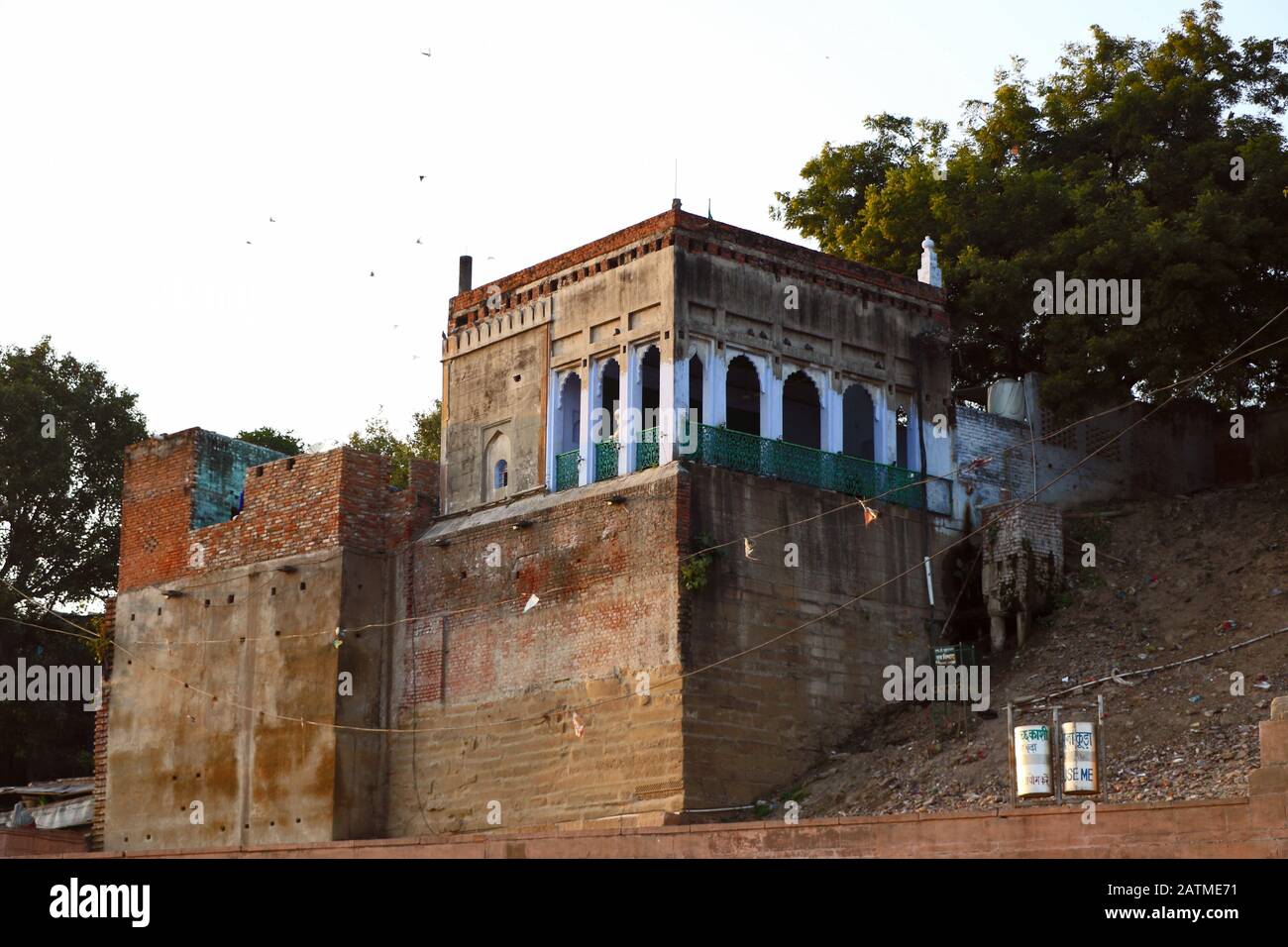 Long view of popular Assi Ghat with several pilgrims, that stands at ...