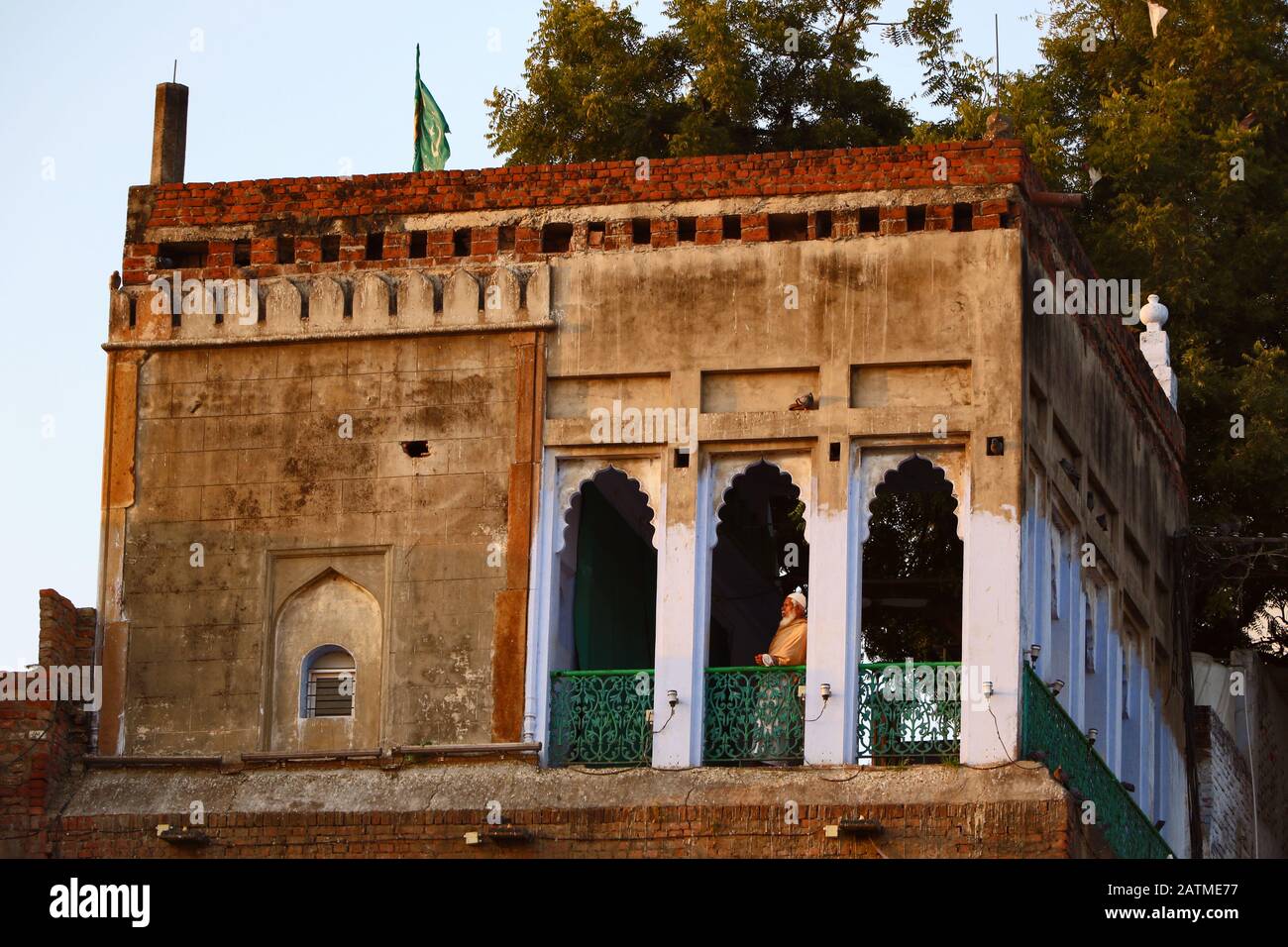 Long view of popular Assi Ghat with several pilgrims, that stands at ...
