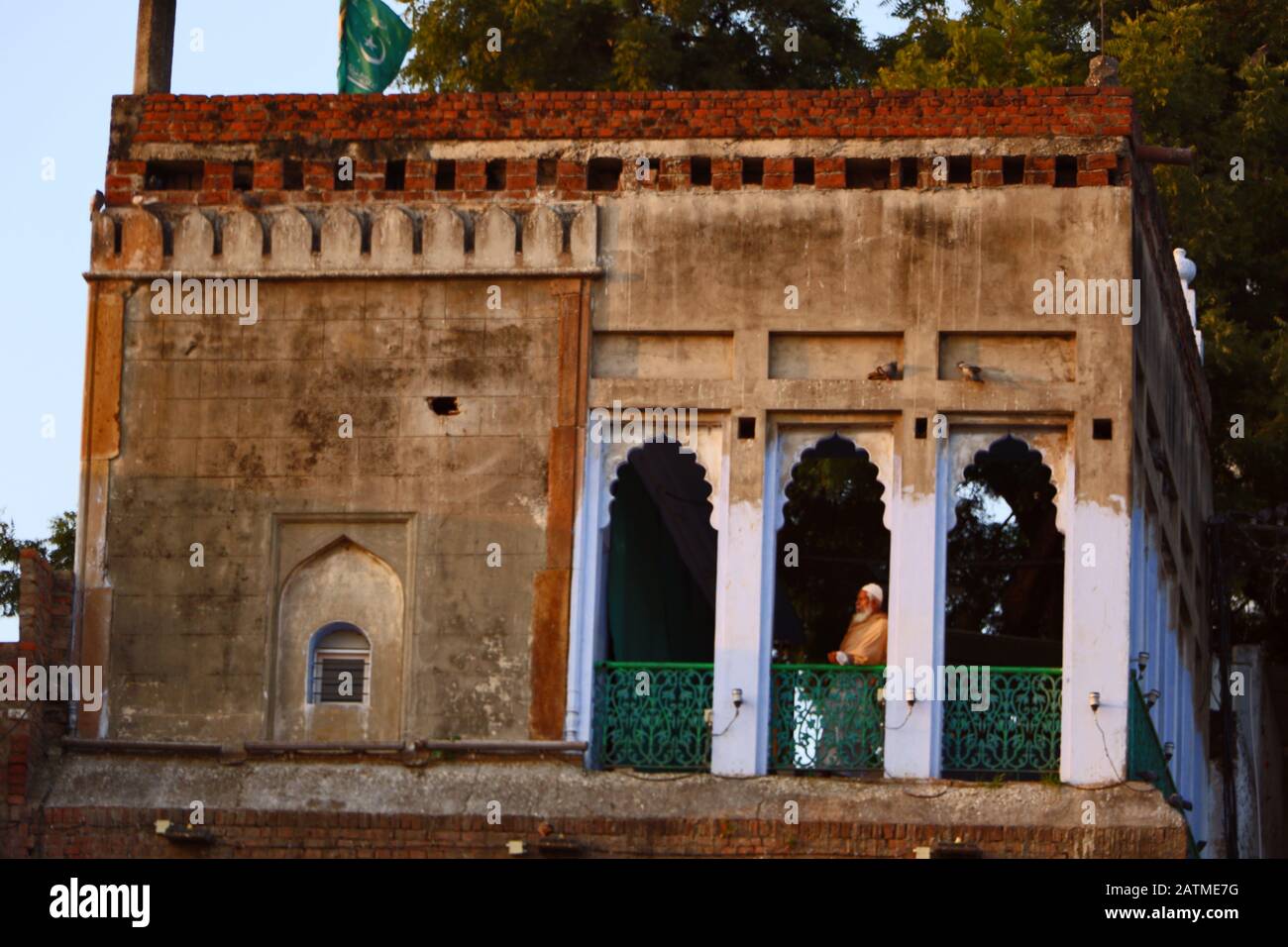 Long view of popular Assi Ghat with several pilgrims, that stands at ...