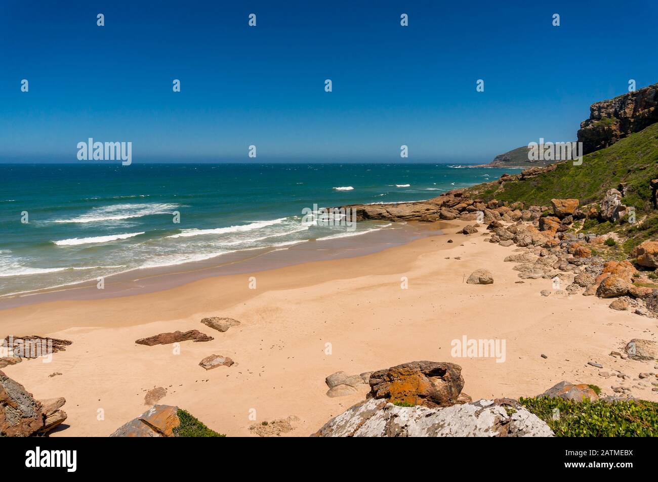Summer empty beach with mild waves. South African coastline Stock Photo ...