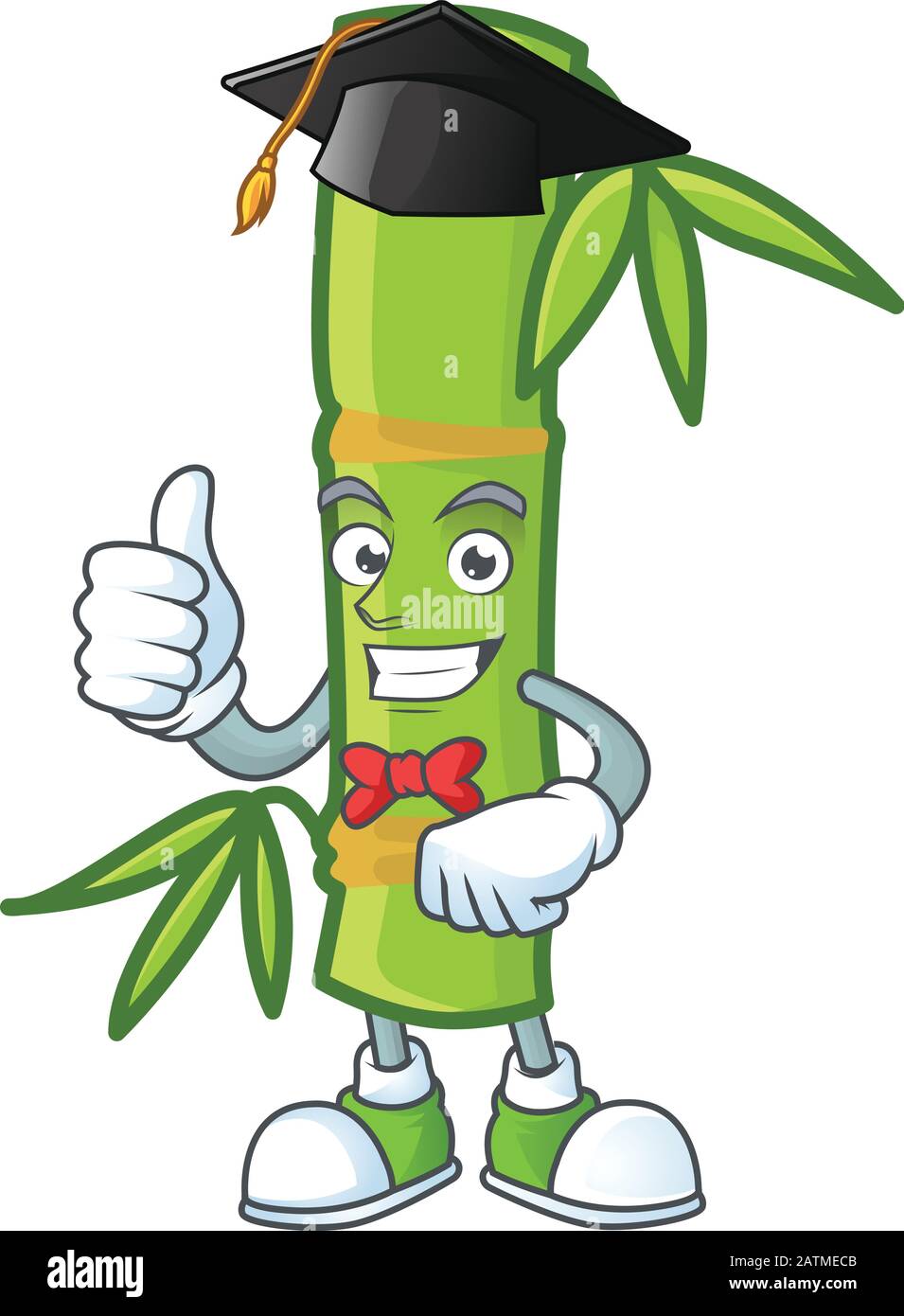 happy and proud of bamboo stick wearing a black Graduation hat Stock ...