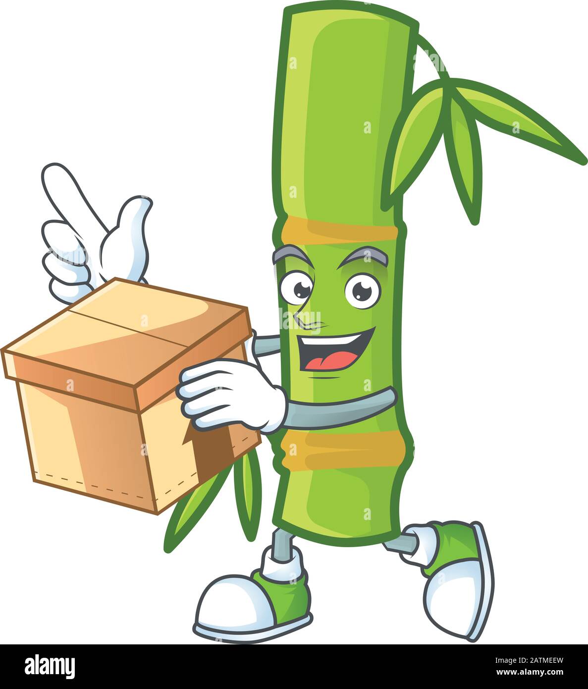 Cute bamboo stick cartoon character having a box Stock Vector Image ...