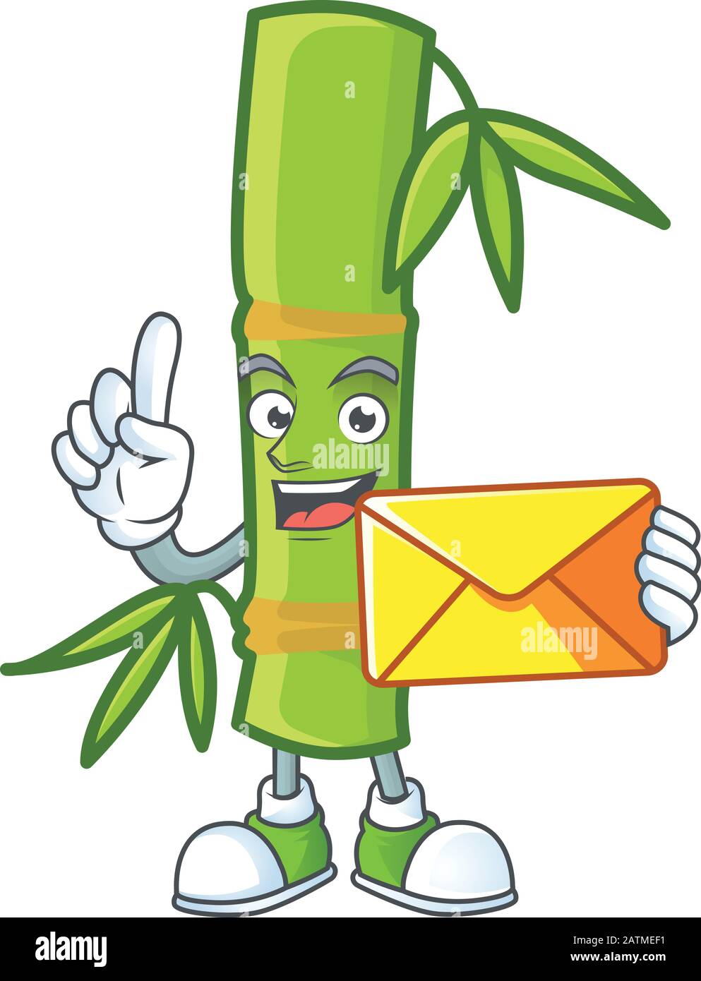 Cheerfully bamboo stick mascot design with envelope Stock Vector Image ...