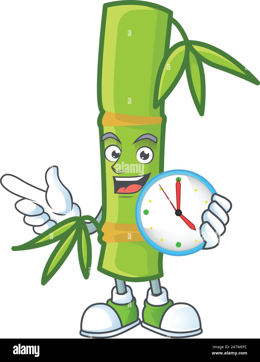 cartoon character style bamboo stick having clock Stock Vector Image ...