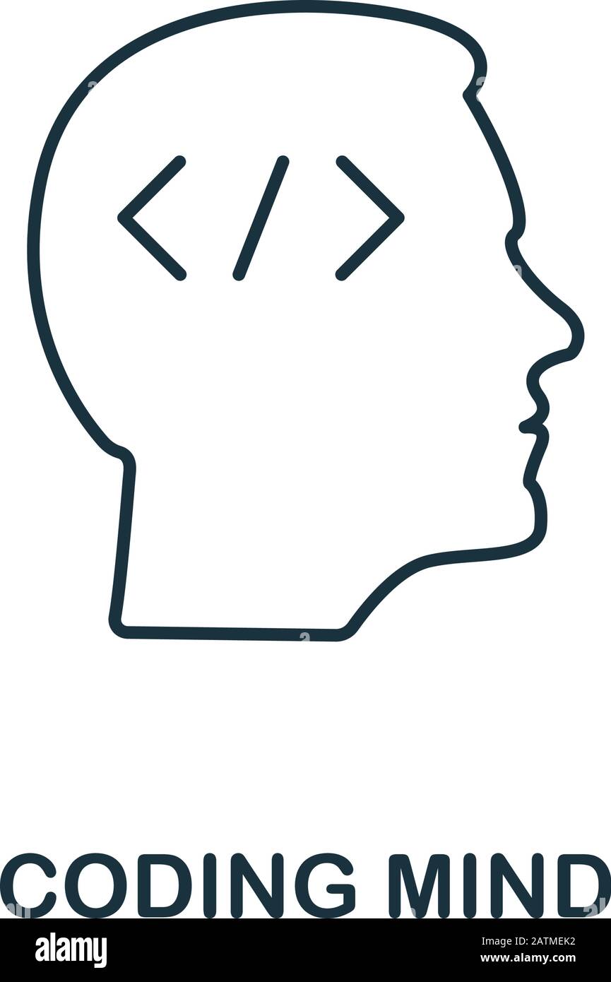 Coding Mind Line Icon Thin Design Style From Programmer Icon Collection Simple Coding Mind