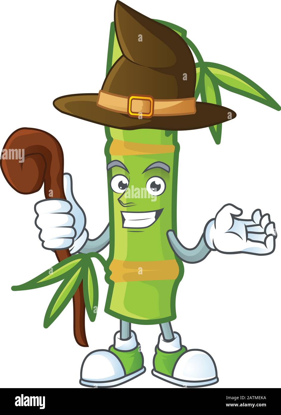 cartoon mascot style of bamboo stick dressed as a witch Stock Vector ...