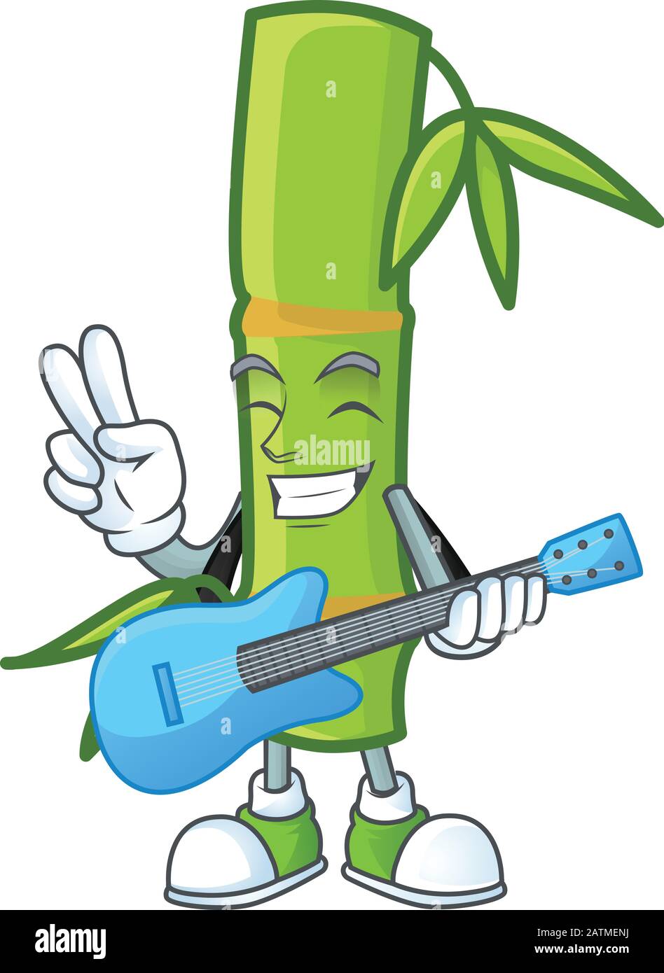 A mascot of bamboo stick performance with guitar Stock Vector Image ...