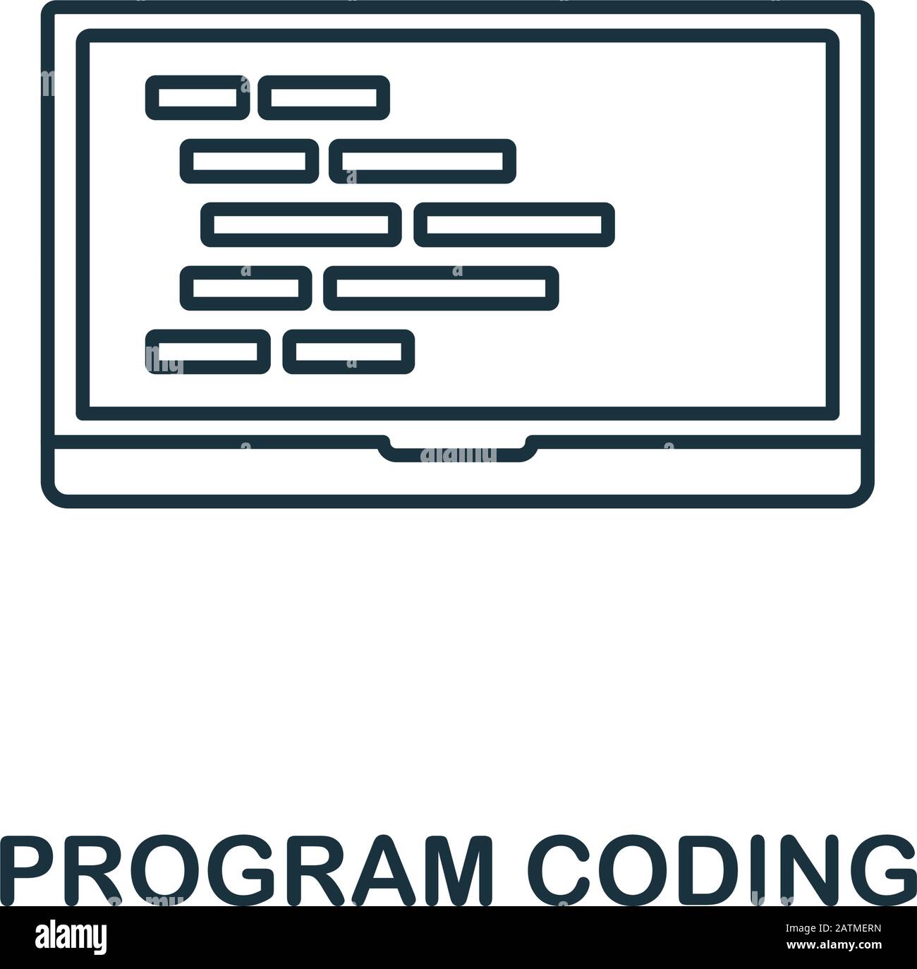 Laptop Coding Line Icon Thin Design Style From Programmer Icon Collection Simple Laptop Coding