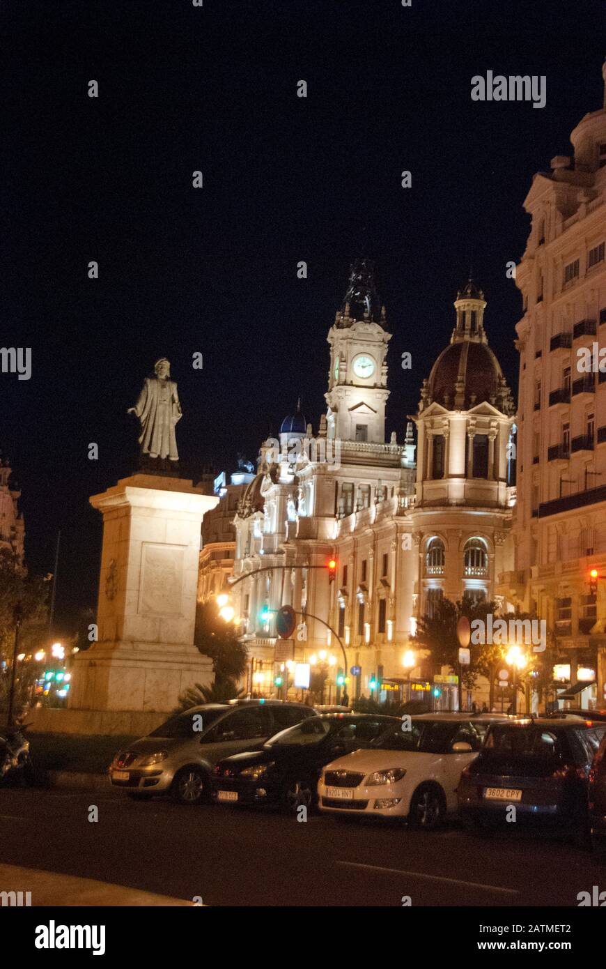Valencia City Spain Night Image of buildings in Old Town Valencia Stock ...