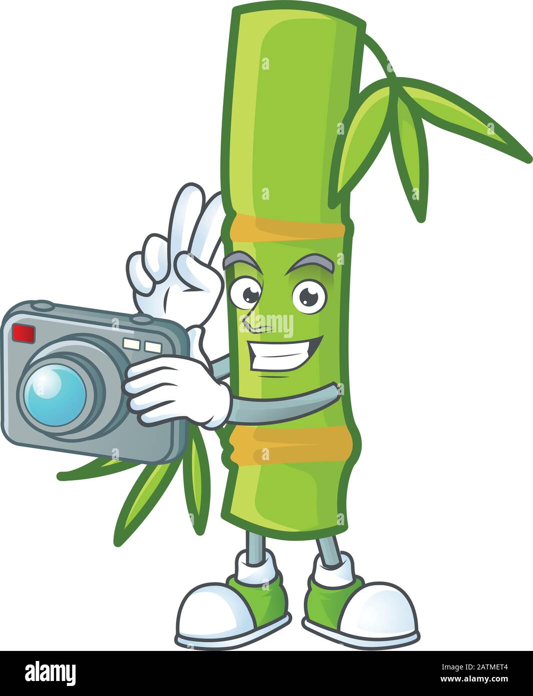 Cool Photographer bamboo stick character with a camera Stock Vector ...