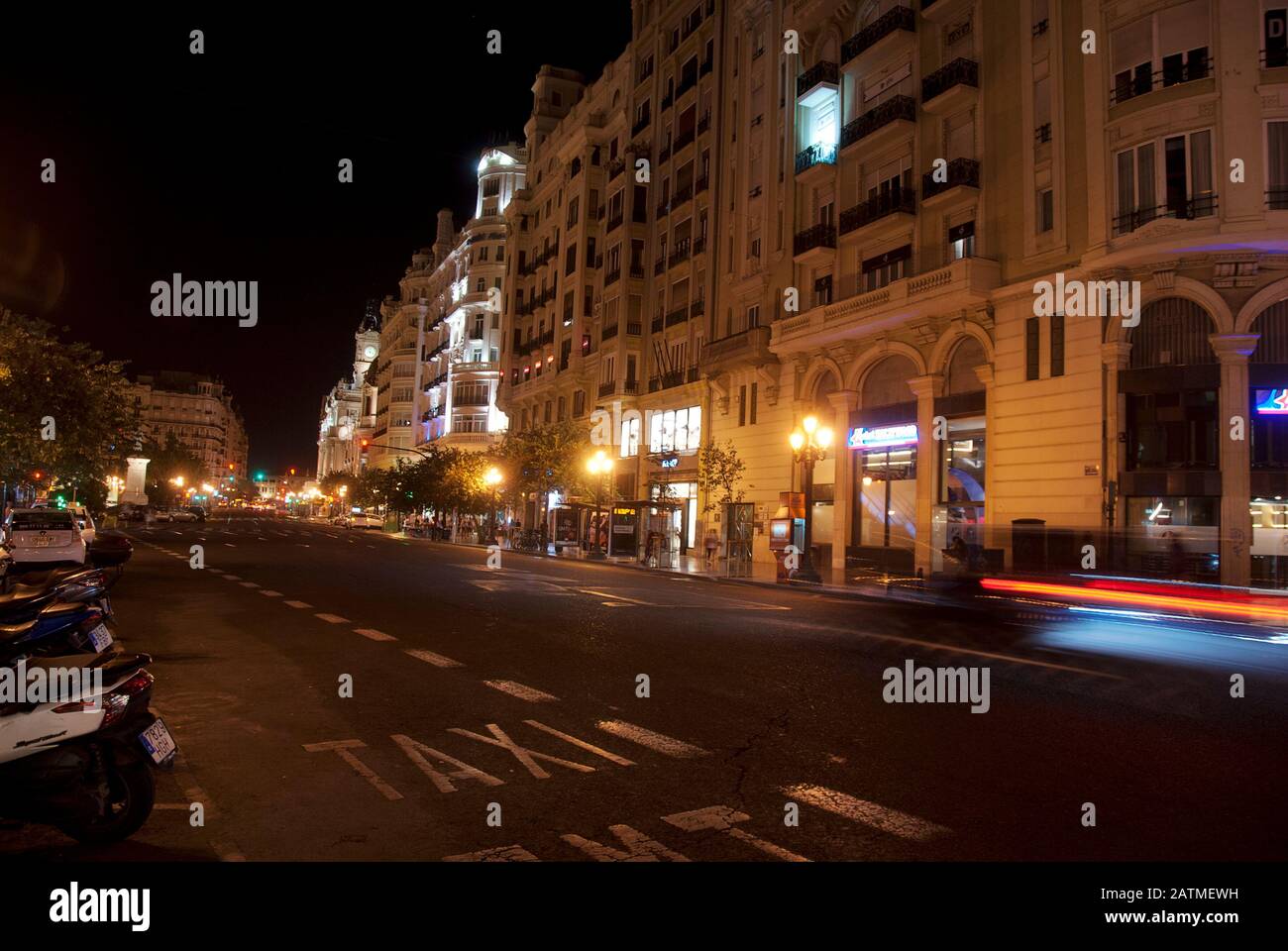 Valencia City Spain Night Image of buildings in Old Town Valencia ...