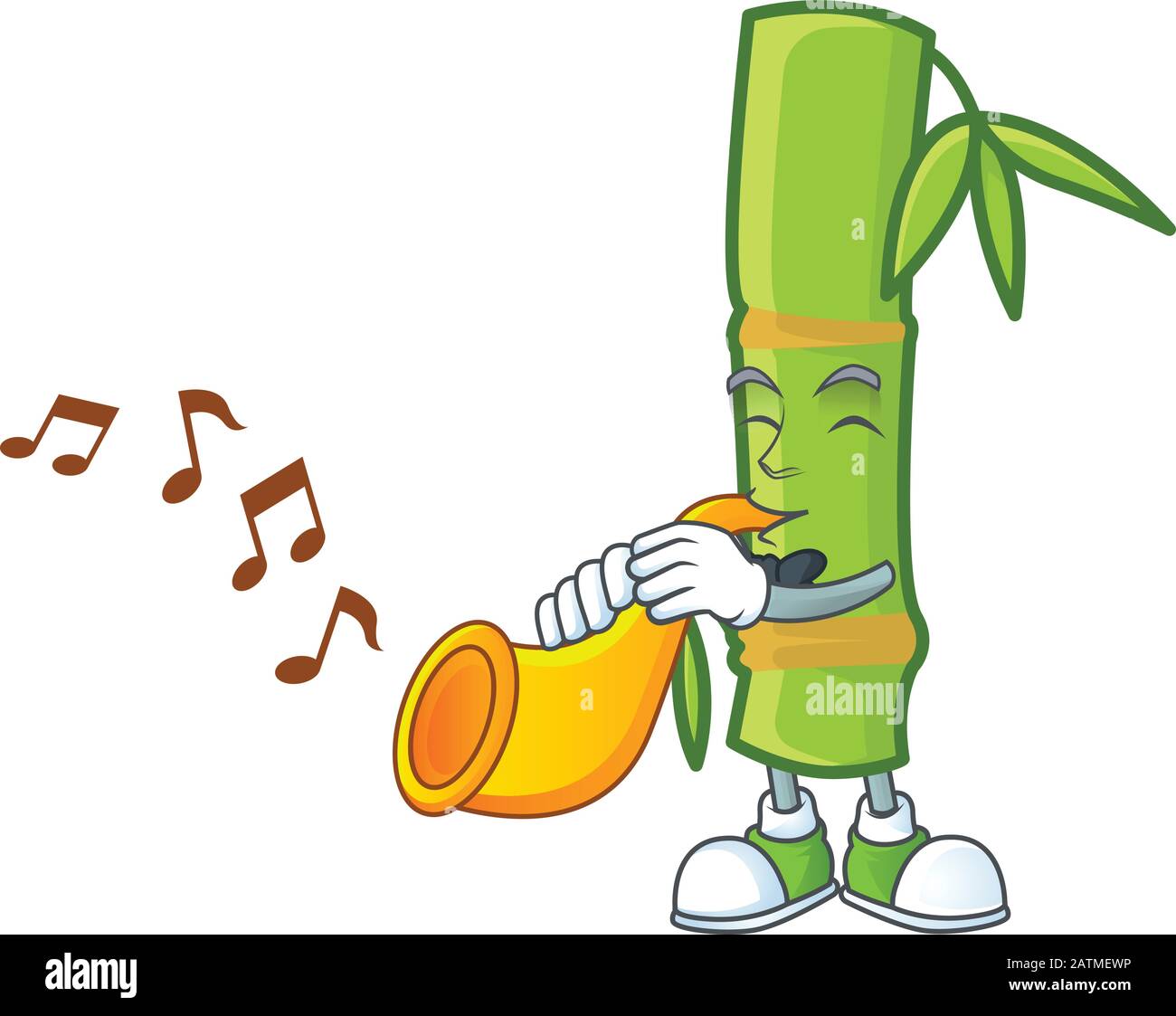 cartoon character style of bamboo stick performance with trumpet Stock ...
