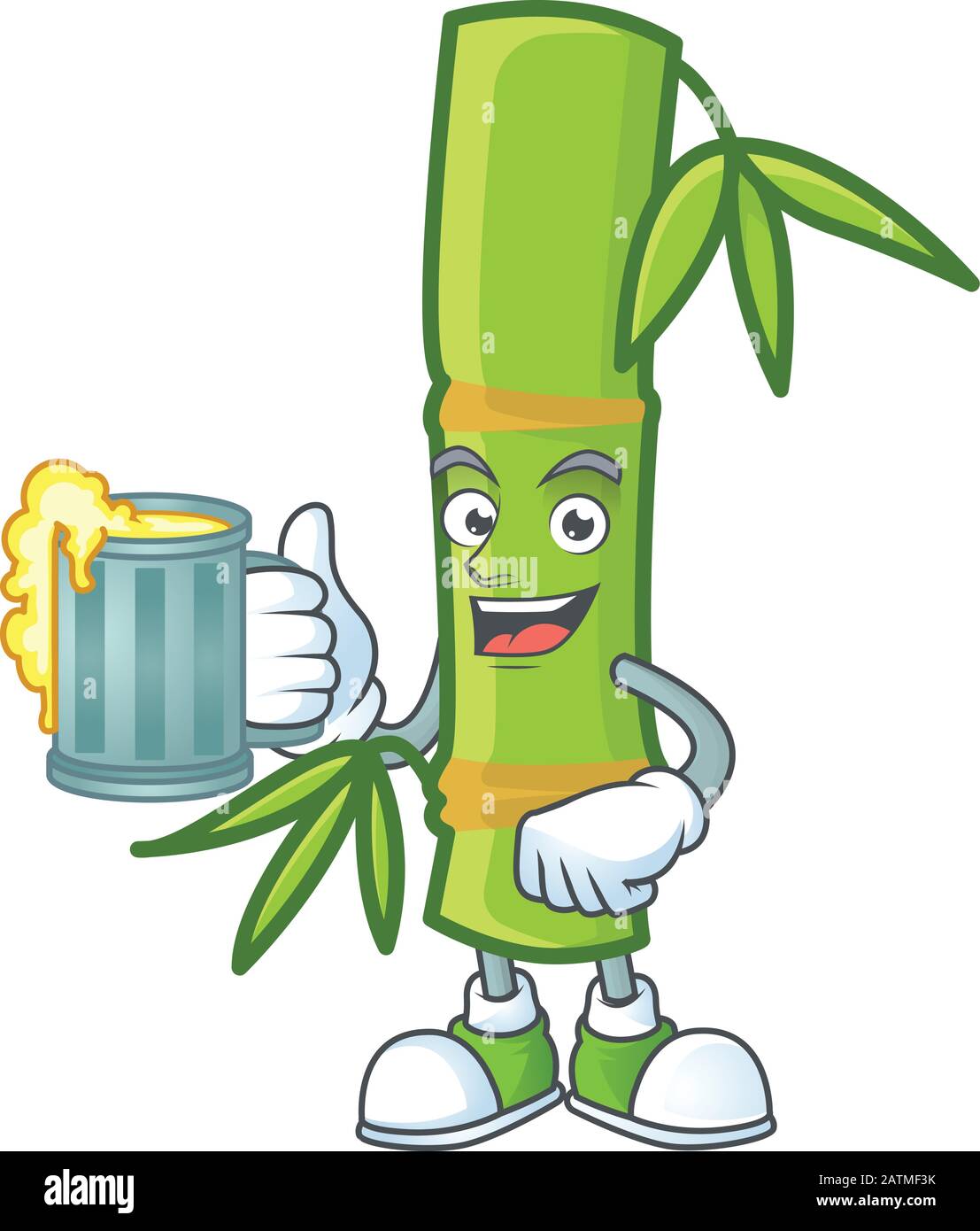 Happy bamboo stick mascot design with a big glass Stock Vector Image ...