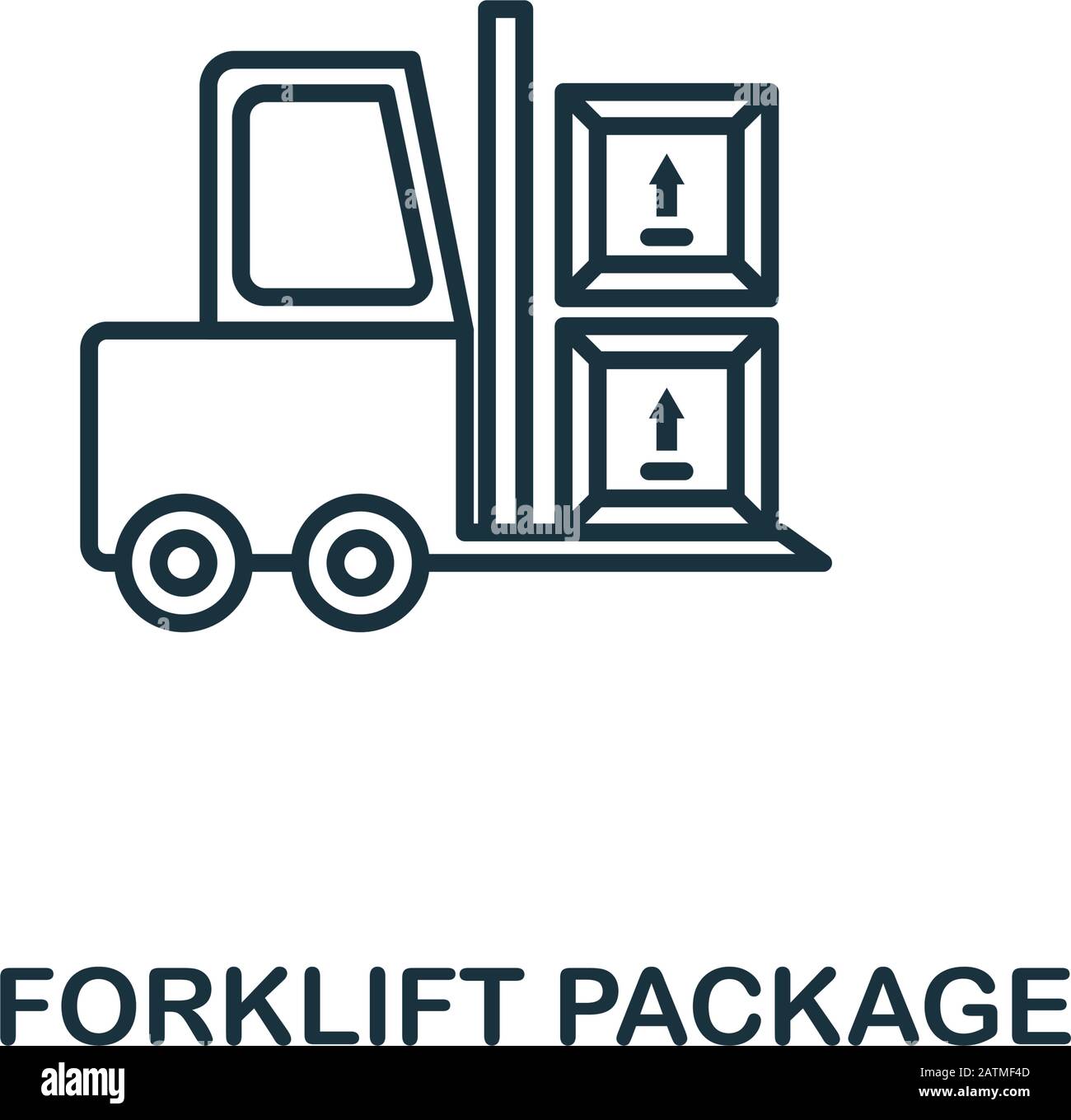 Forklift Package line icon. Thin design style from logistics delivery ...