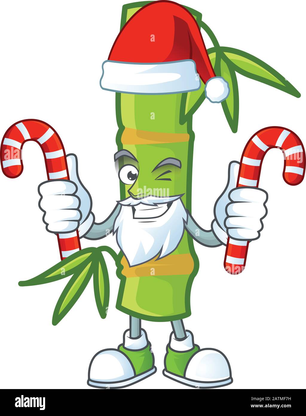 Bamboo stick Cartoon character in Santa costume with candy Stock Vector ...
