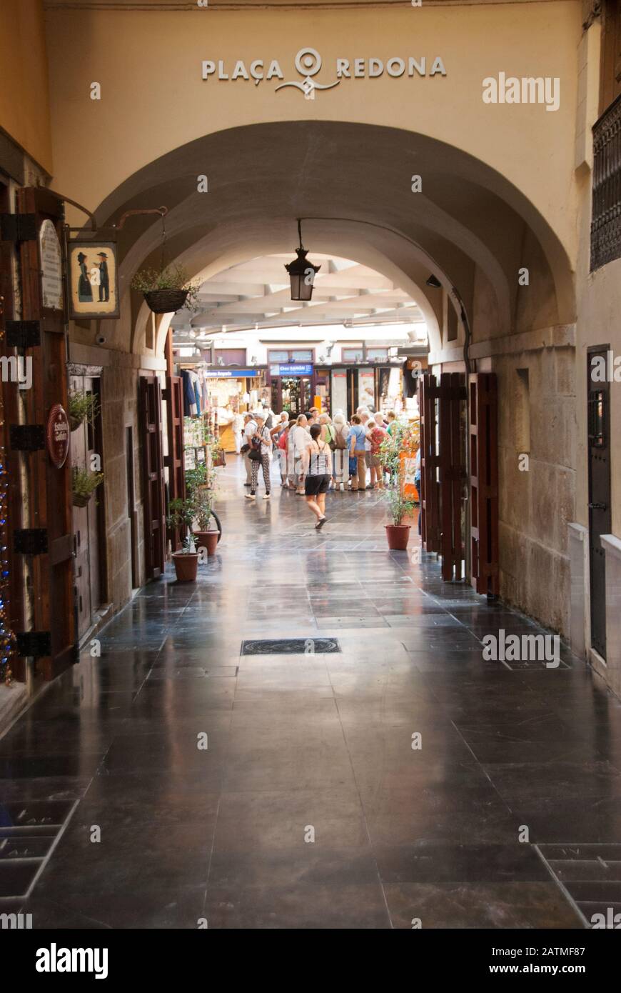 Valencia City Spain Tiled Walkway leading into shopping area Placa ...