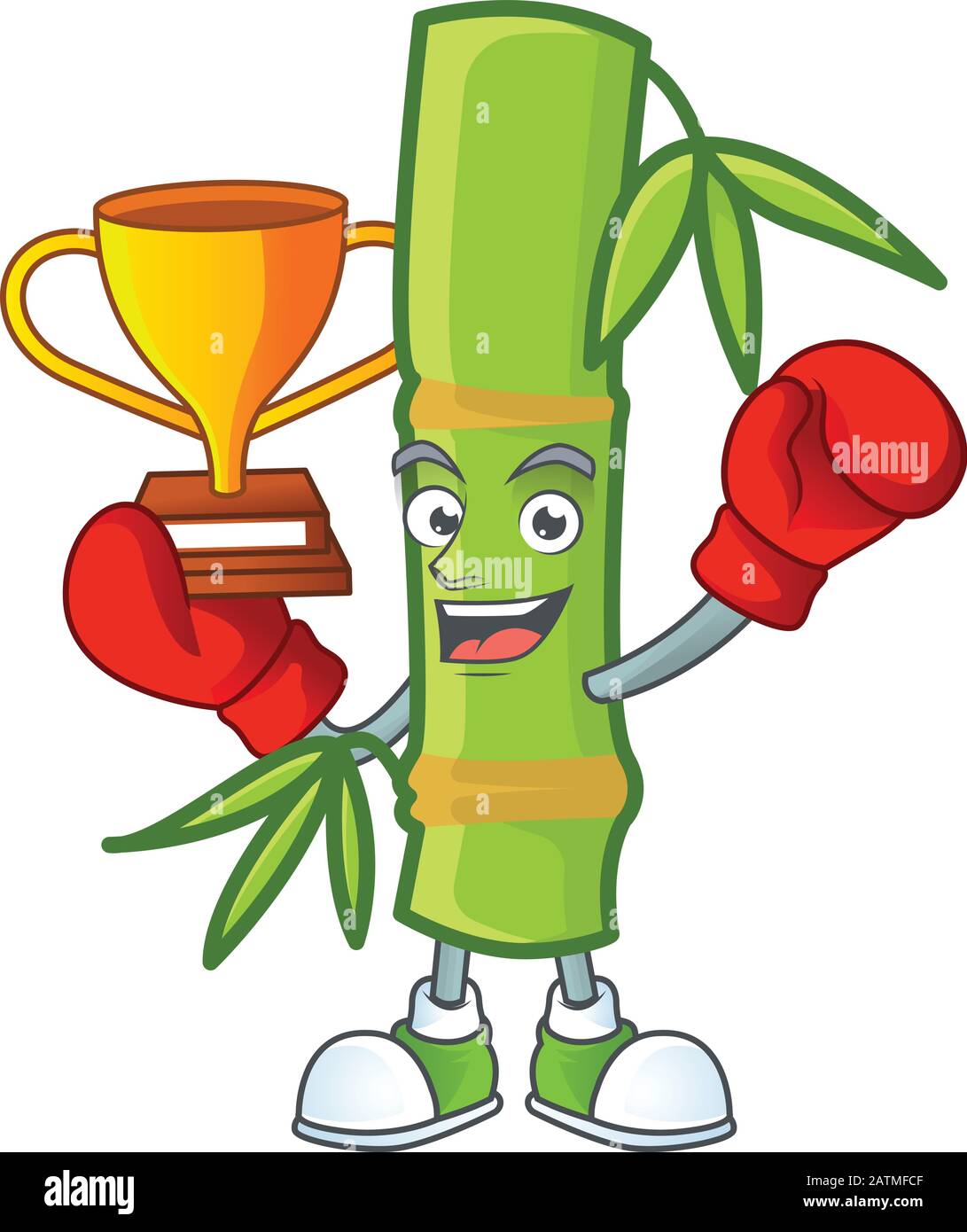 fantastic Boxing winner of bamboo stick in mascot cartoon style Stock ...