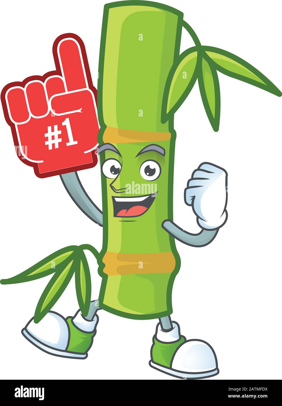 Bamboo stick mascot cartoon style holding a Foam finger Stock Vector ...