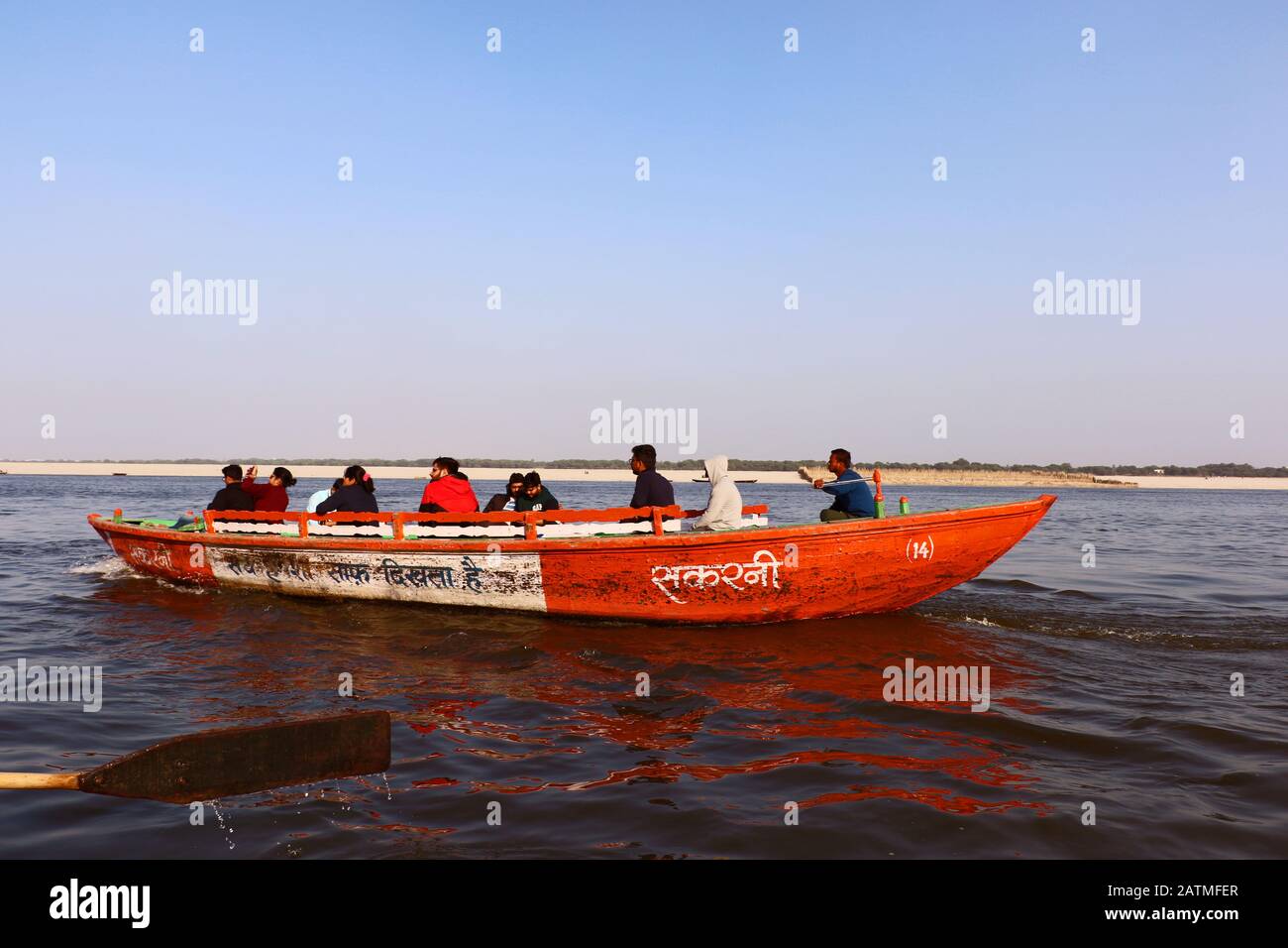 Ganga river, Ganga ghats and boating area in Varanasi where religious ...