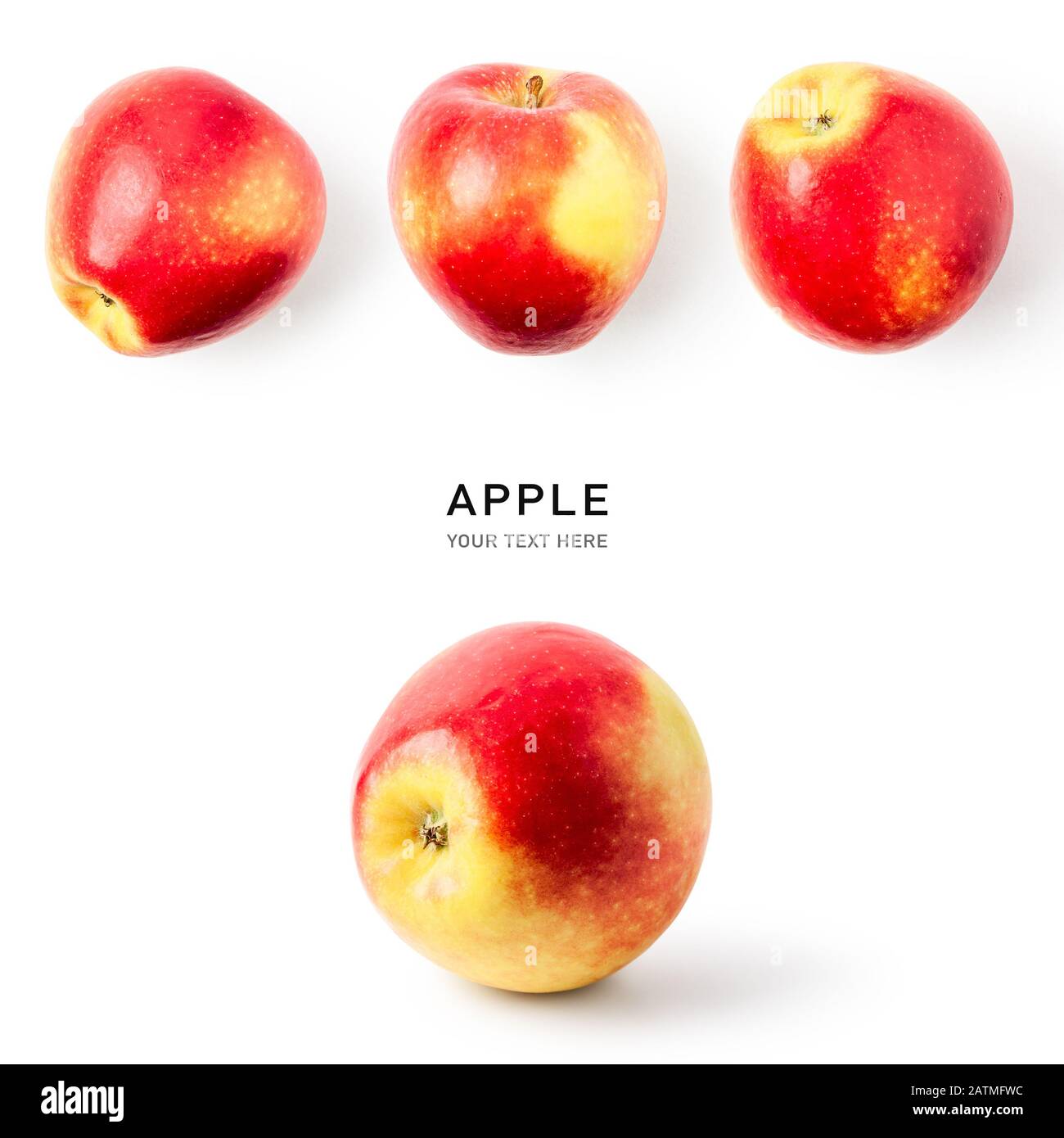 Fresh apple fruit as creative layout isolated on white background ...