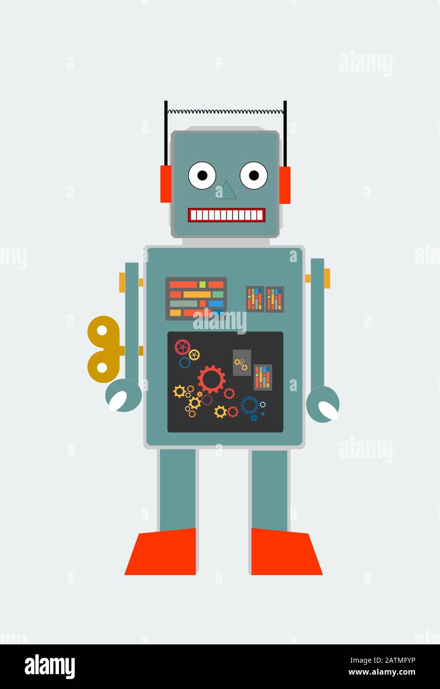Tin Retro clockwork Robot Stock Photo - Alamy