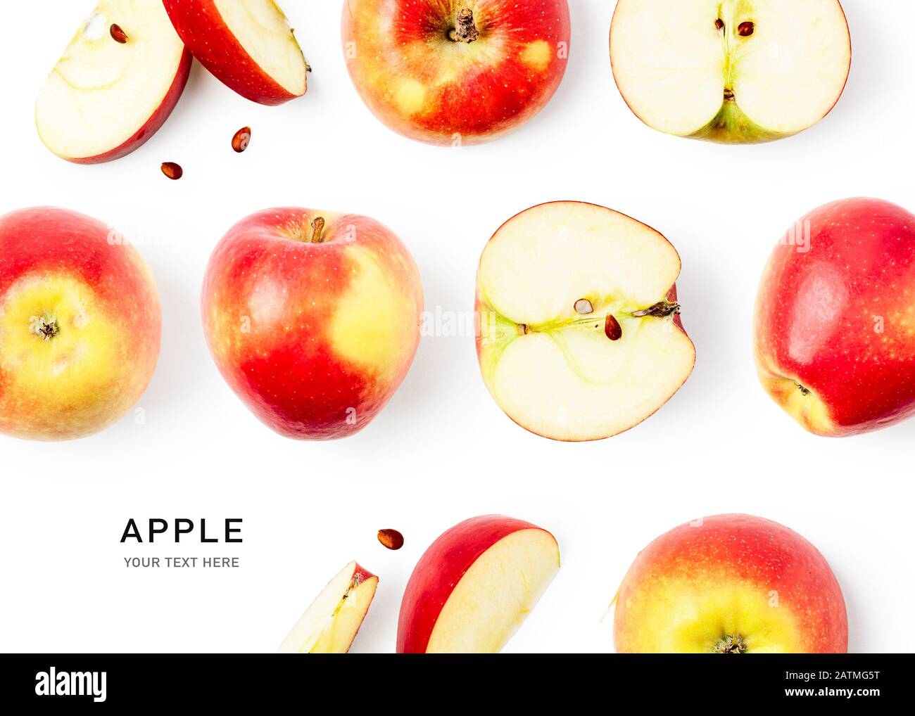 Fresh apple fruit as creative layout isolated on white background ...