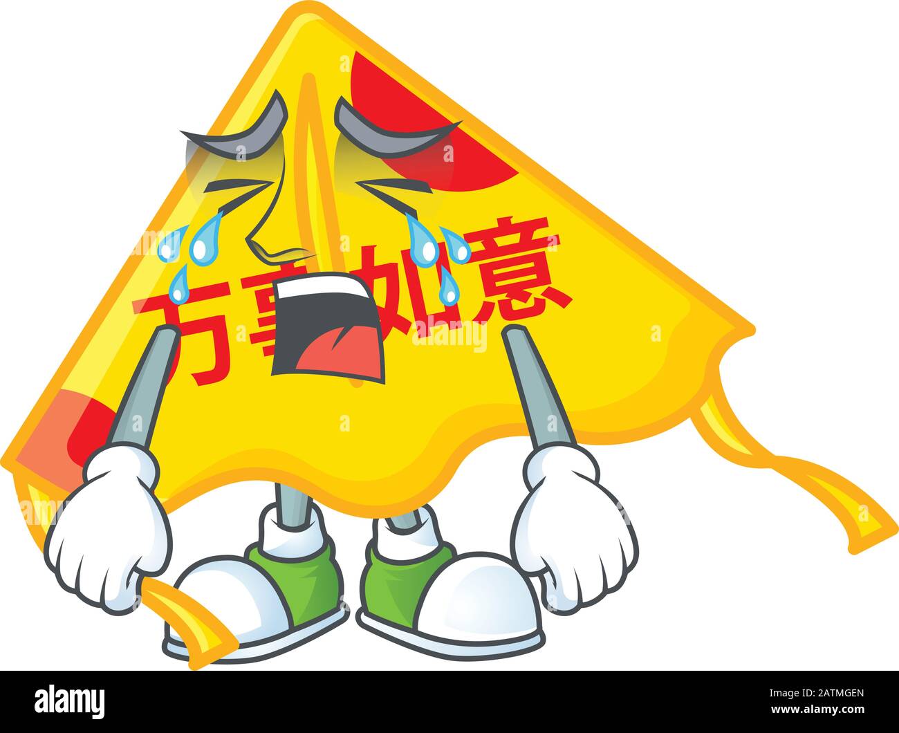 Sad of chinese gold kite cartoon mascot style Stock Vector Image & Art ...
