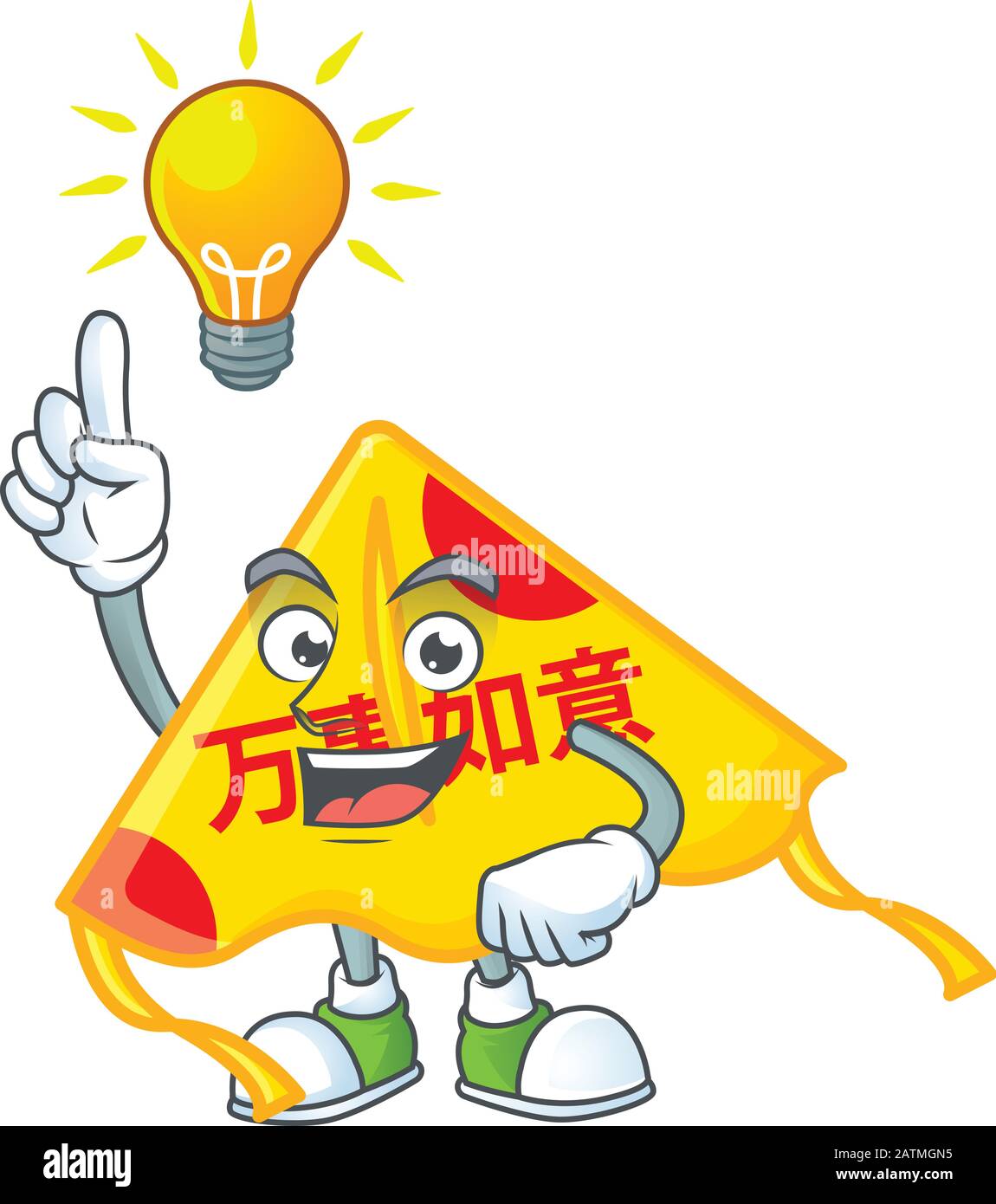 Have an idea gesture of chinese gold kite cartoon character design ...