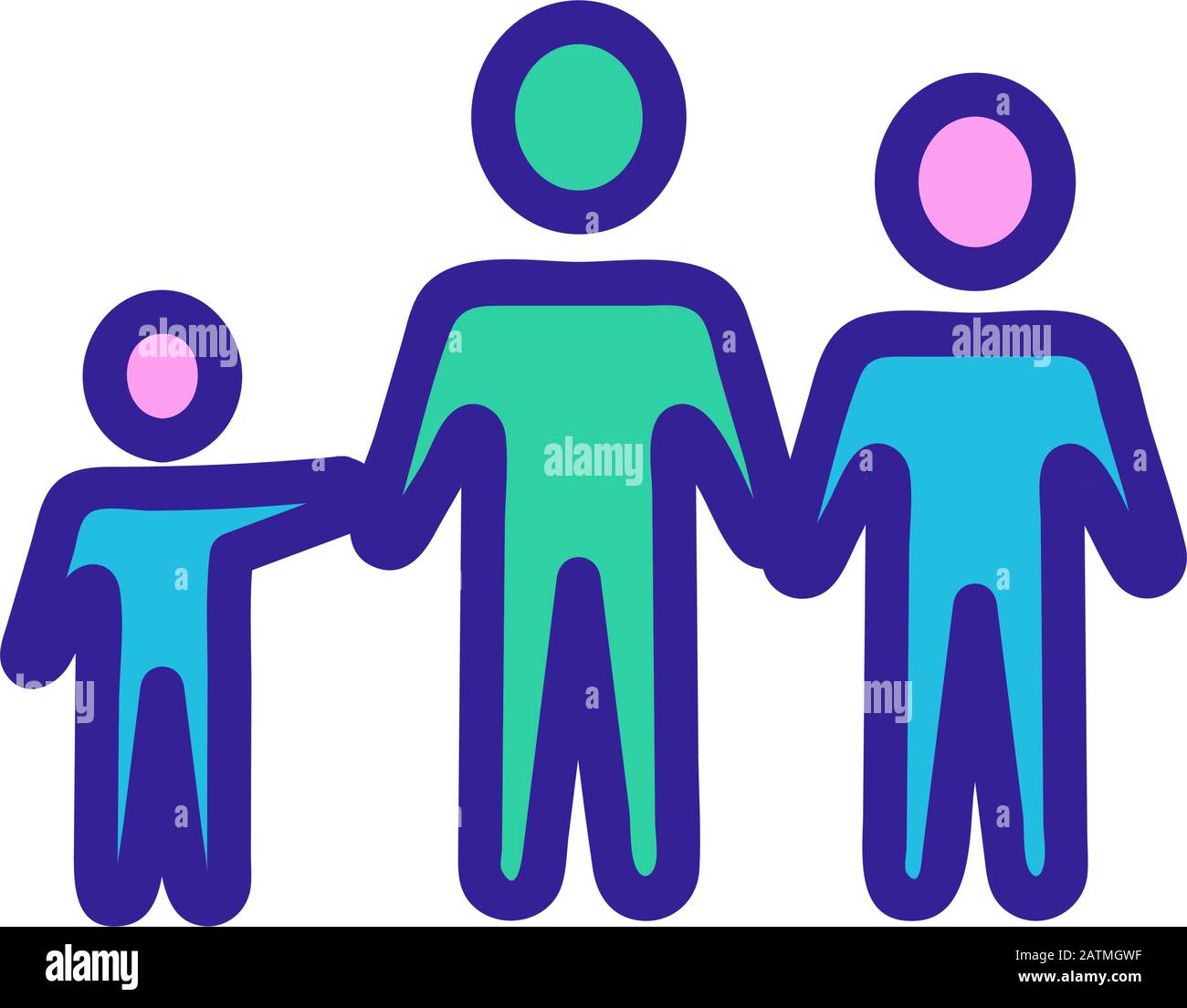 Protecting the family icon vector. Isolated contour symbol illustration ...