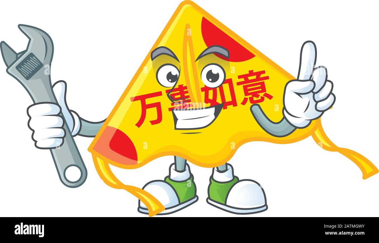 Smart Mechanic chinese gold kite cartoon character design Stock Vector ...